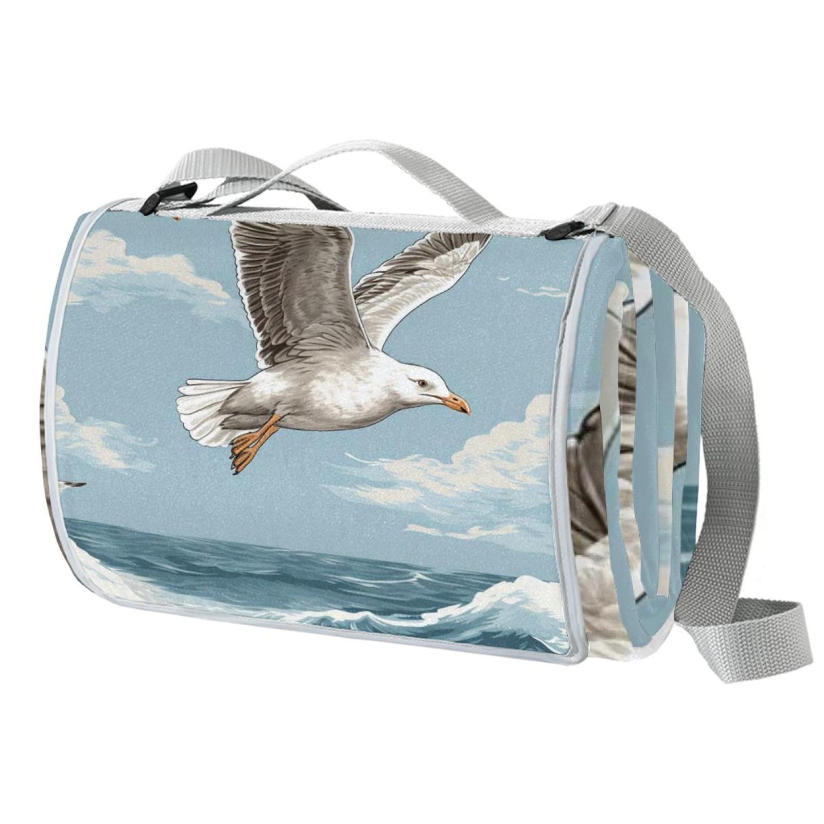 Seagull Canvas Beach Blanket Picnic Mat, Large Size Foldable Beach Mat ...