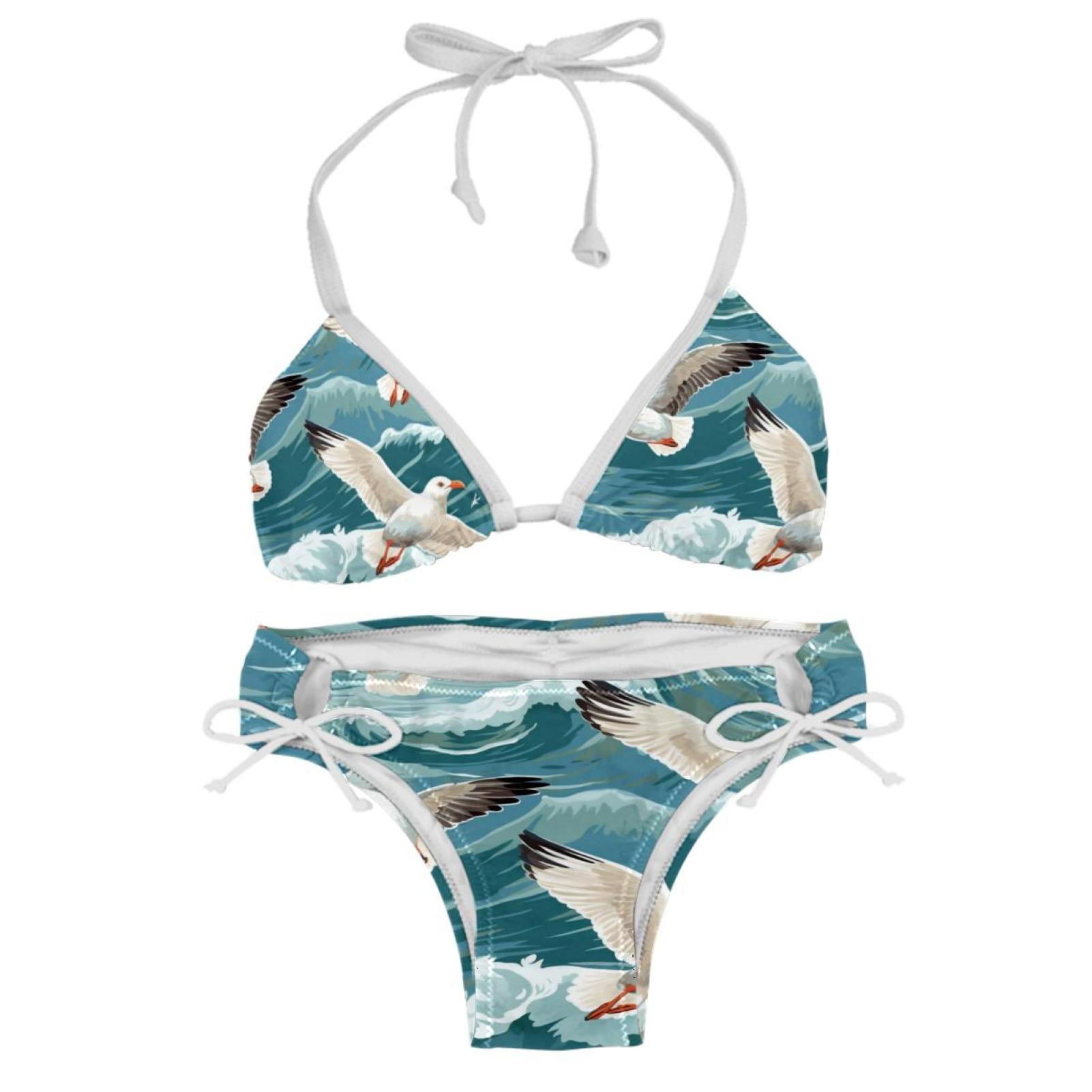 Seagull Chic One-Piece Swimsuits Bikini Set: Detachable Sponge ...