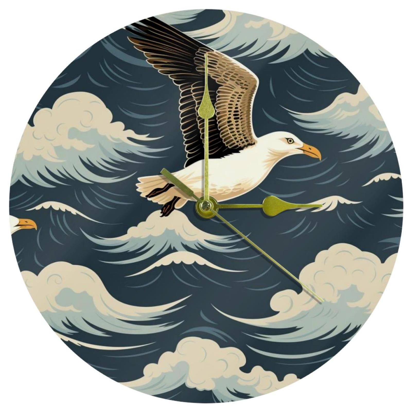 Seagull Circular Acrylic Wall Clock - Contemporary Design with Quartz ...