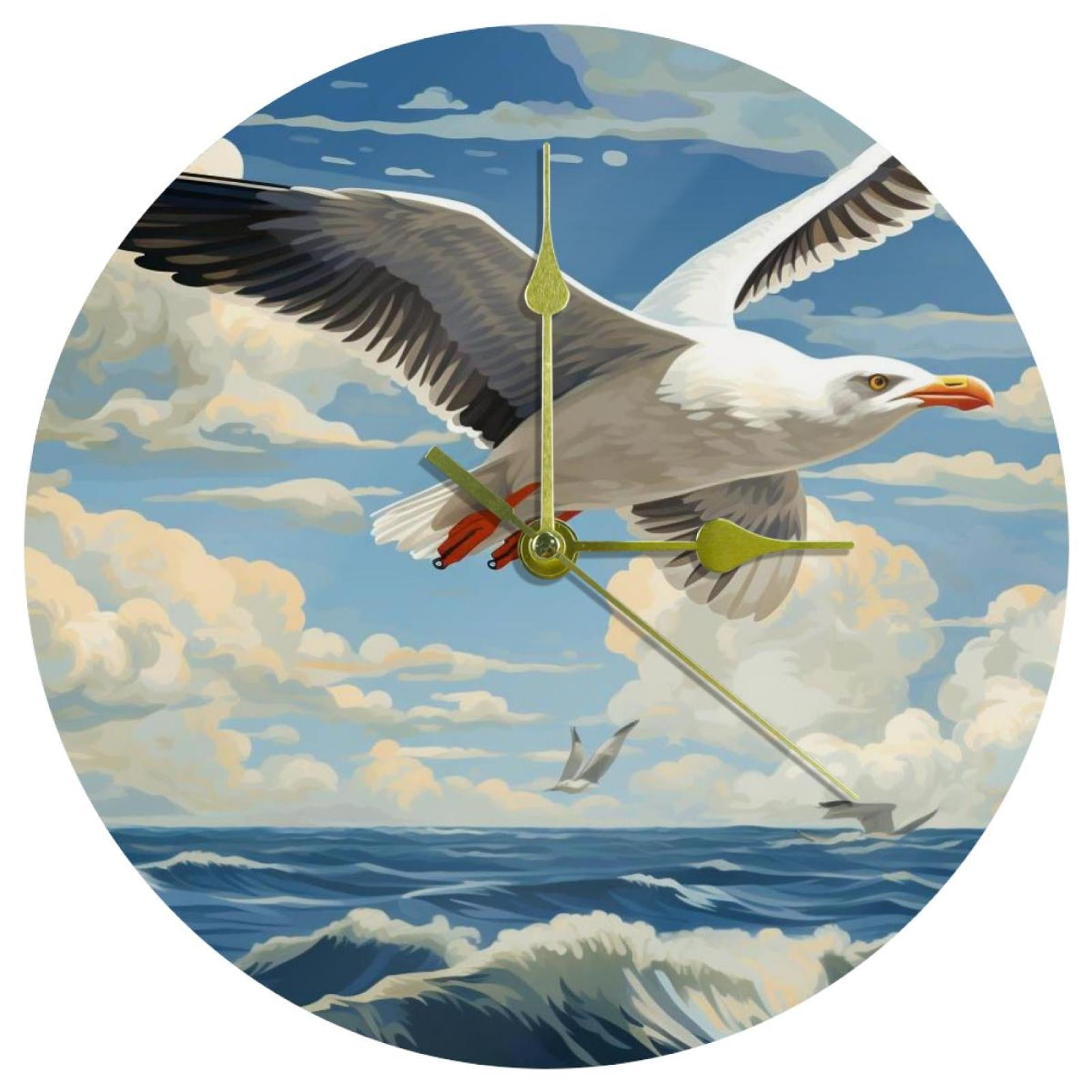 Seagull Circular Acrylic Wall Clock - Elegant Timepiece for Home with ...