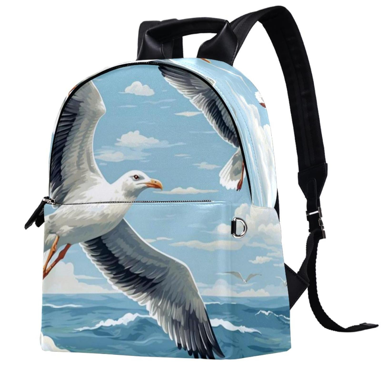 Seagull Cute Leather Backpack Travel Bag Lightweight Large Capacity ...