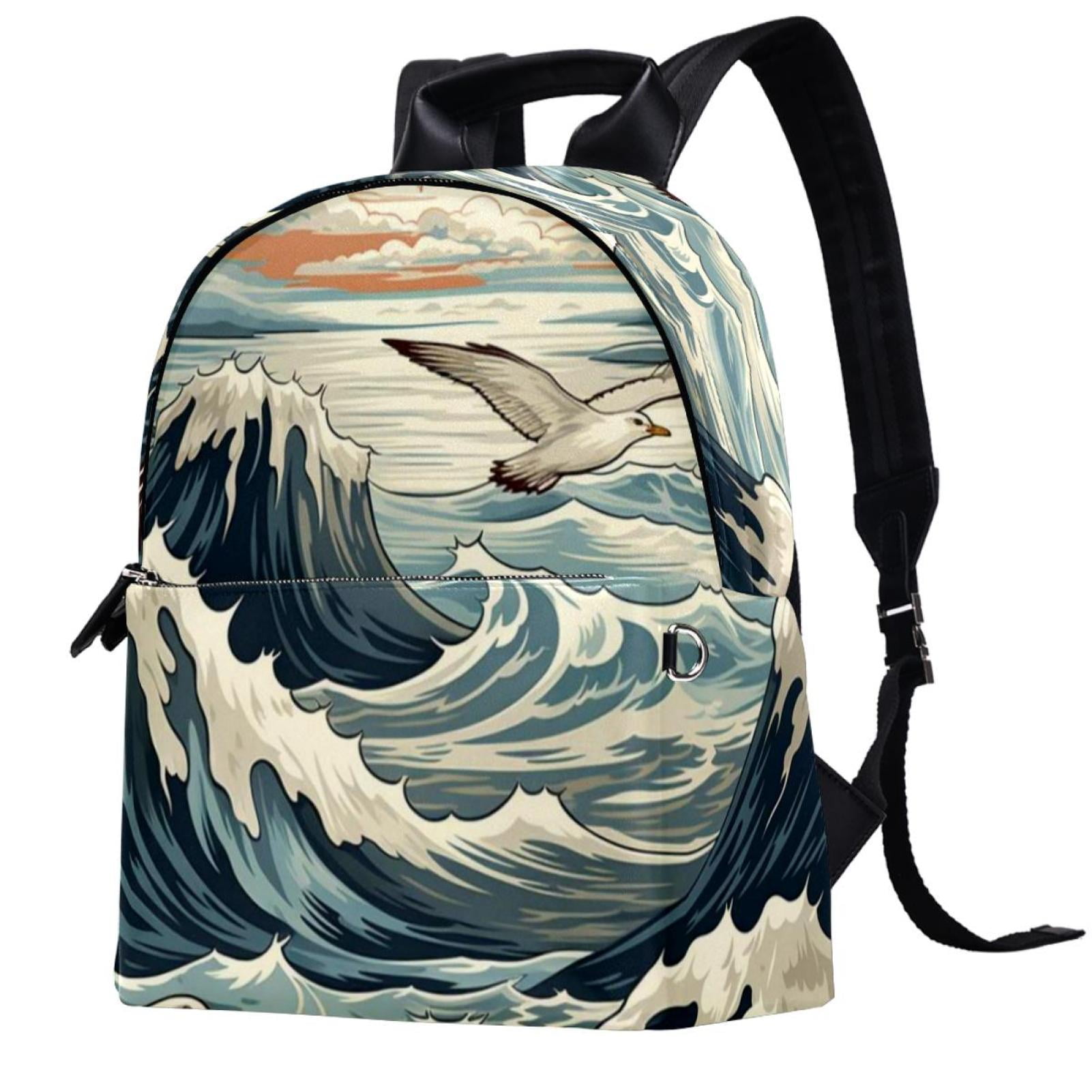Seagull Cute Leather Backpack Travel Bag Lightweight Large Capacity ...
