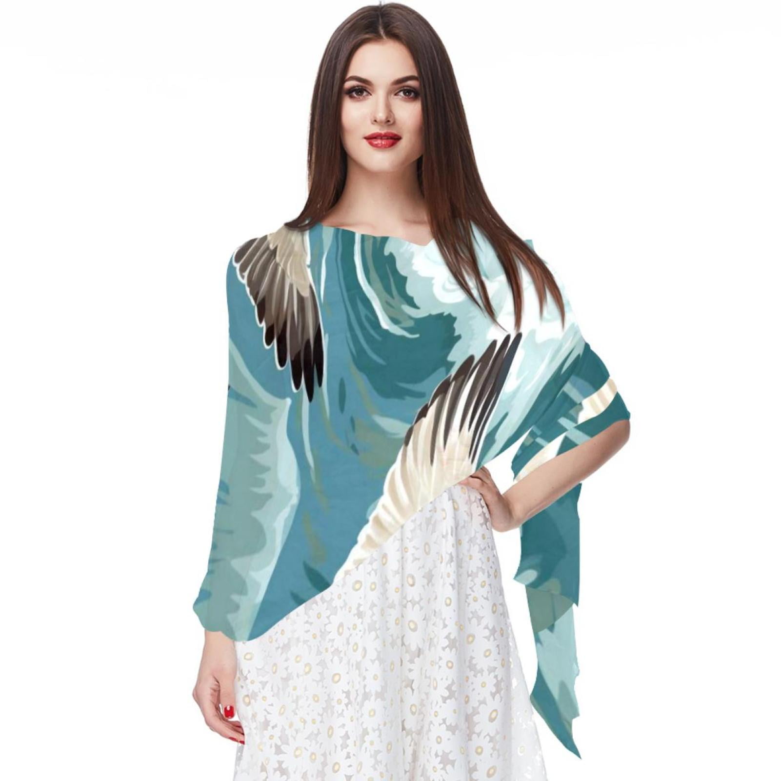 Seagull Elegant Silk Scarf - Translucent Chiffon Yarn - Lightweight and ...