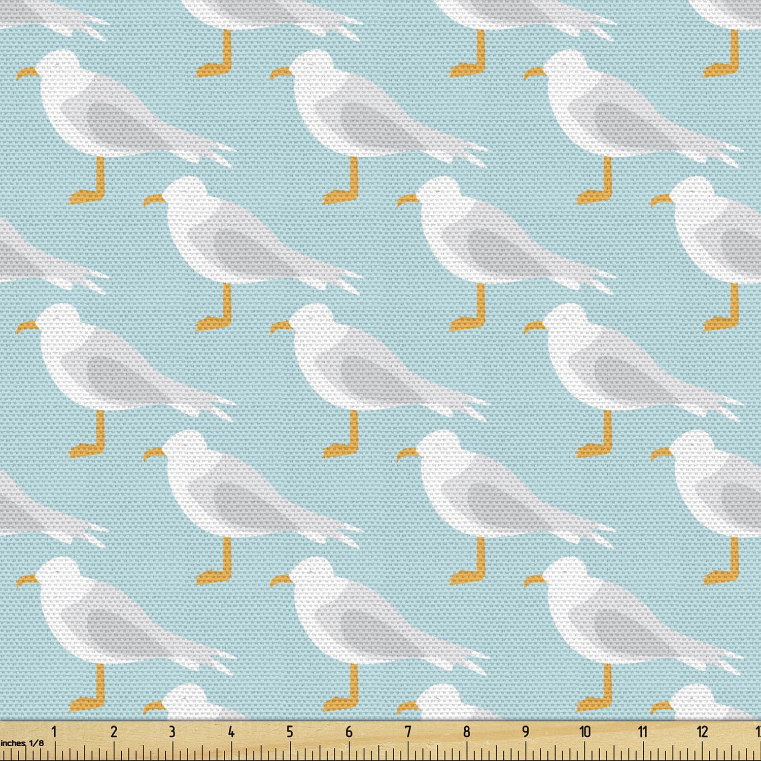 Ambesonne Seagull Fabric by the Yard Upholstery, Birds in Cartoon, 1 ...