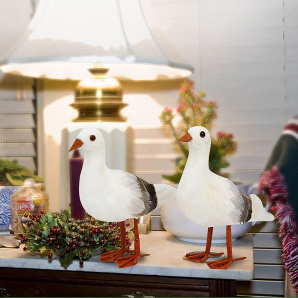 Seagull Figurines Handmade Feathered Sculpture Gardening Decoration ...