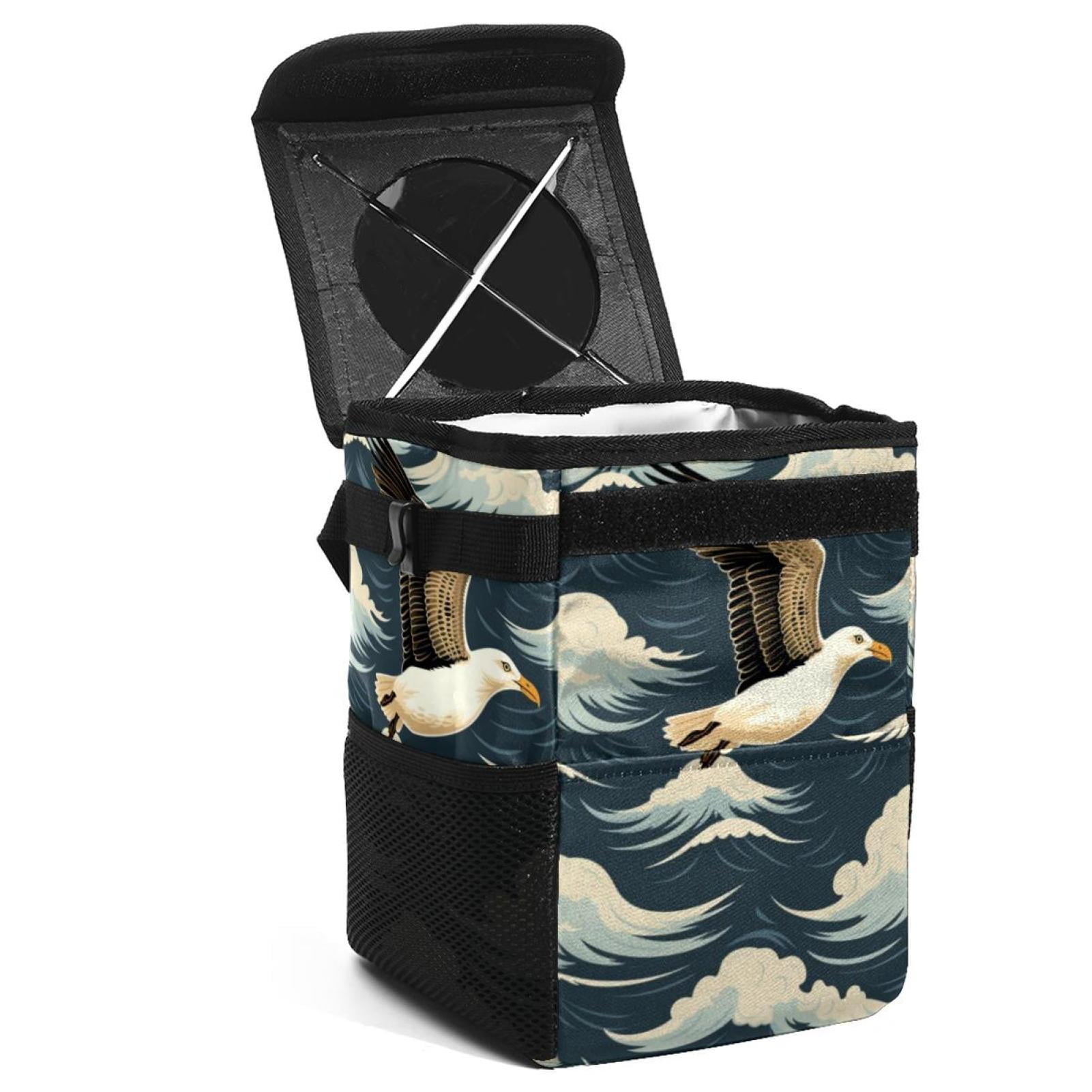 Seagull Foldable Car Trash Bin with Lid and Leak-Proof Mini Trash Can ...