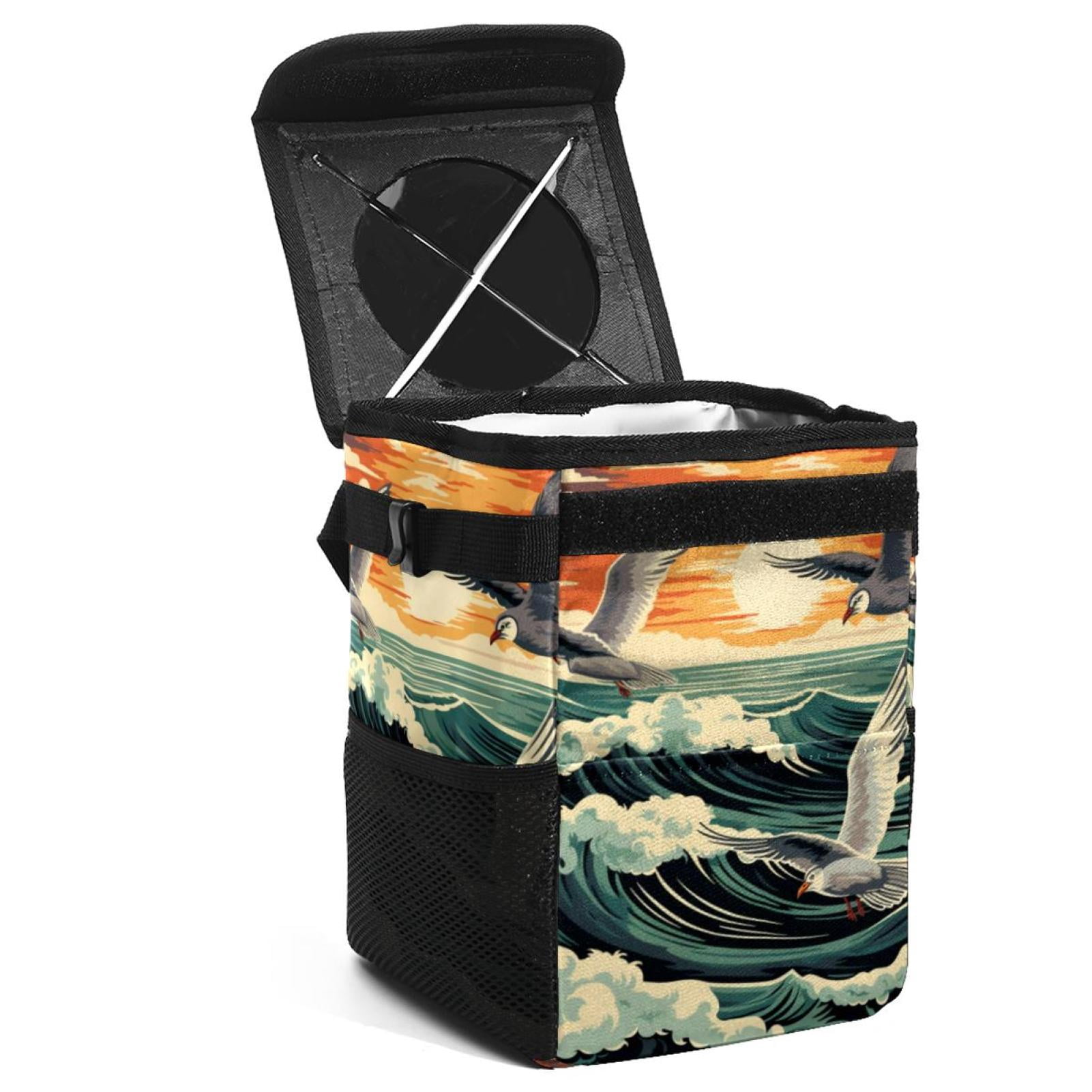 Seagull Foldable Car Trash Can with Lid, Leak-proof, Hanging Storage ...