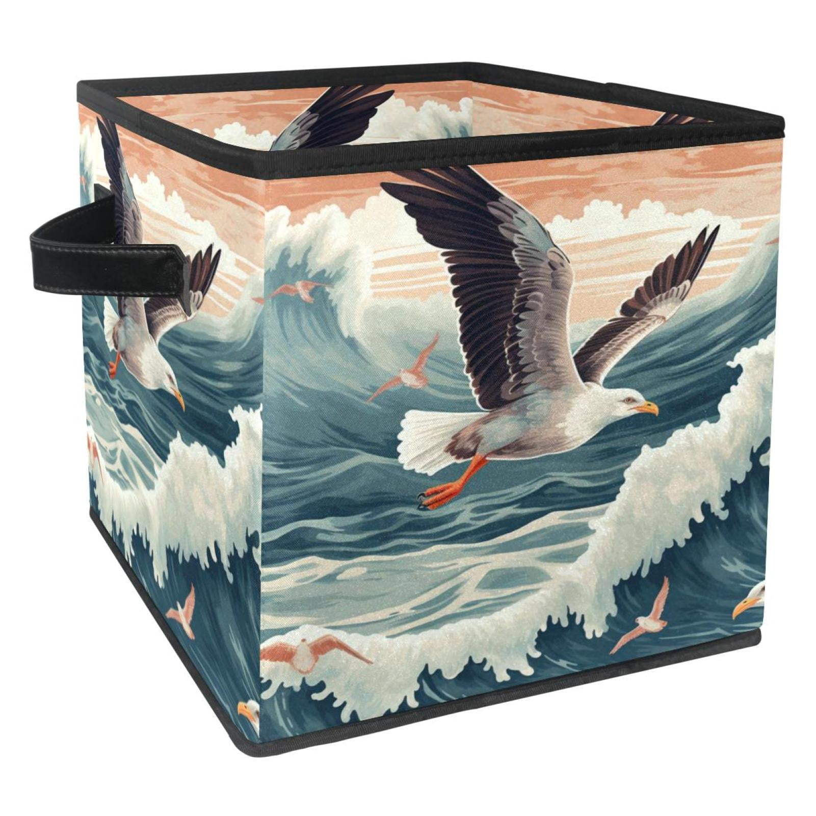 Seagull Foldable Storage Baskets with Handle, 10.8"x10.5"x10.6", Large ...