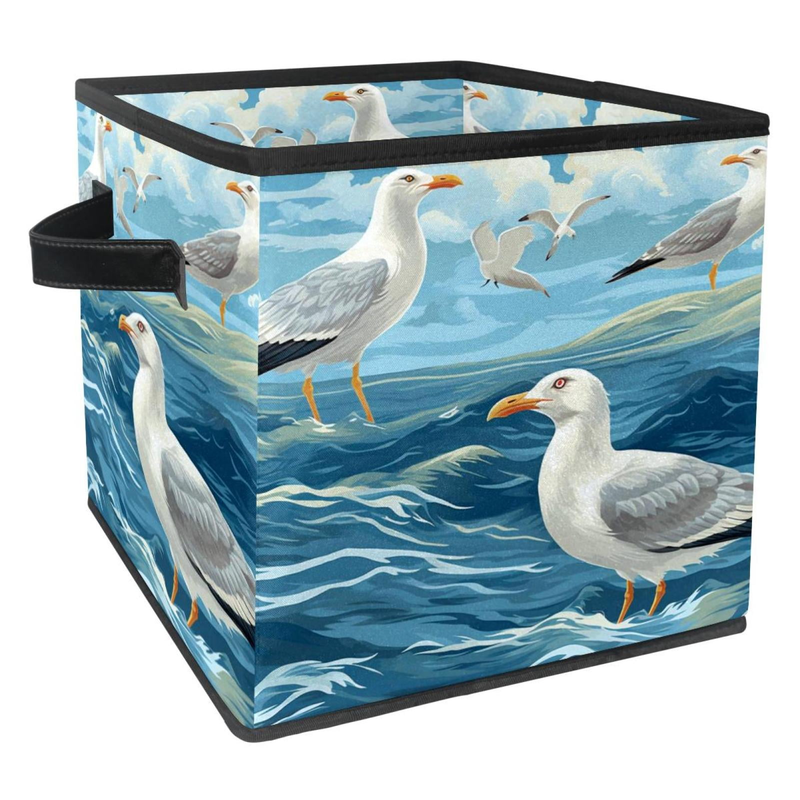 Seagull Foldable Storage Baskets with Handle, 10.8"x10.5"x10.6", Large ...