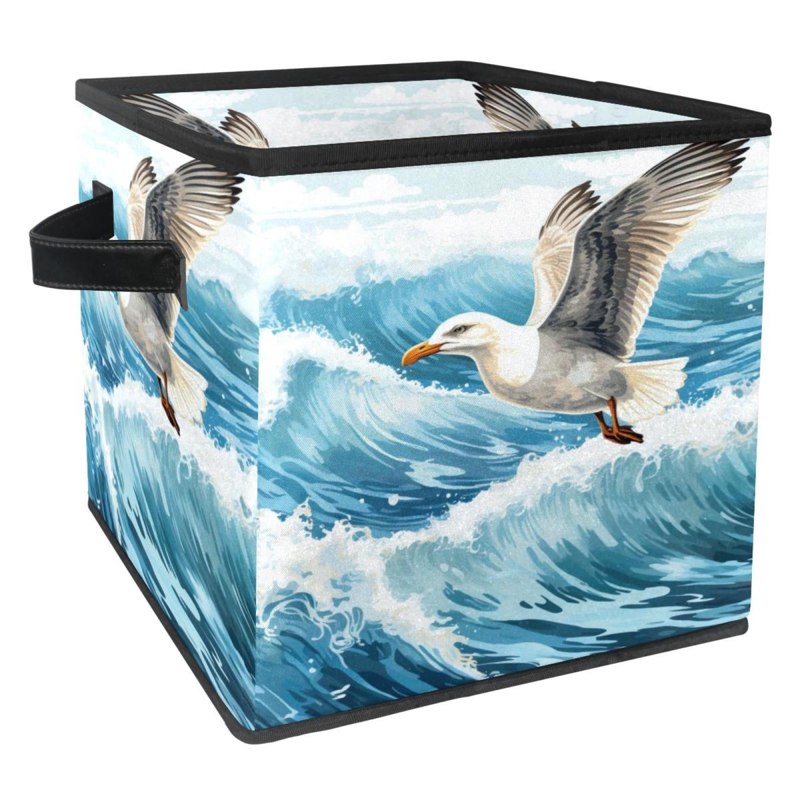 Seagull Foldable Storage Box with Handle, 10.8"x10.5"x10.6", Large ...