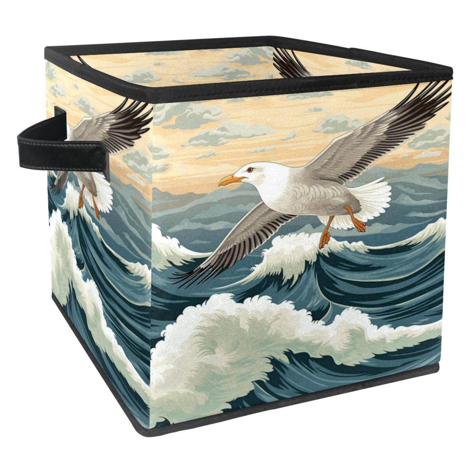 Seagull Foldable Storage Box with Handle, 10.8"x10.5"x10.6", Large ...