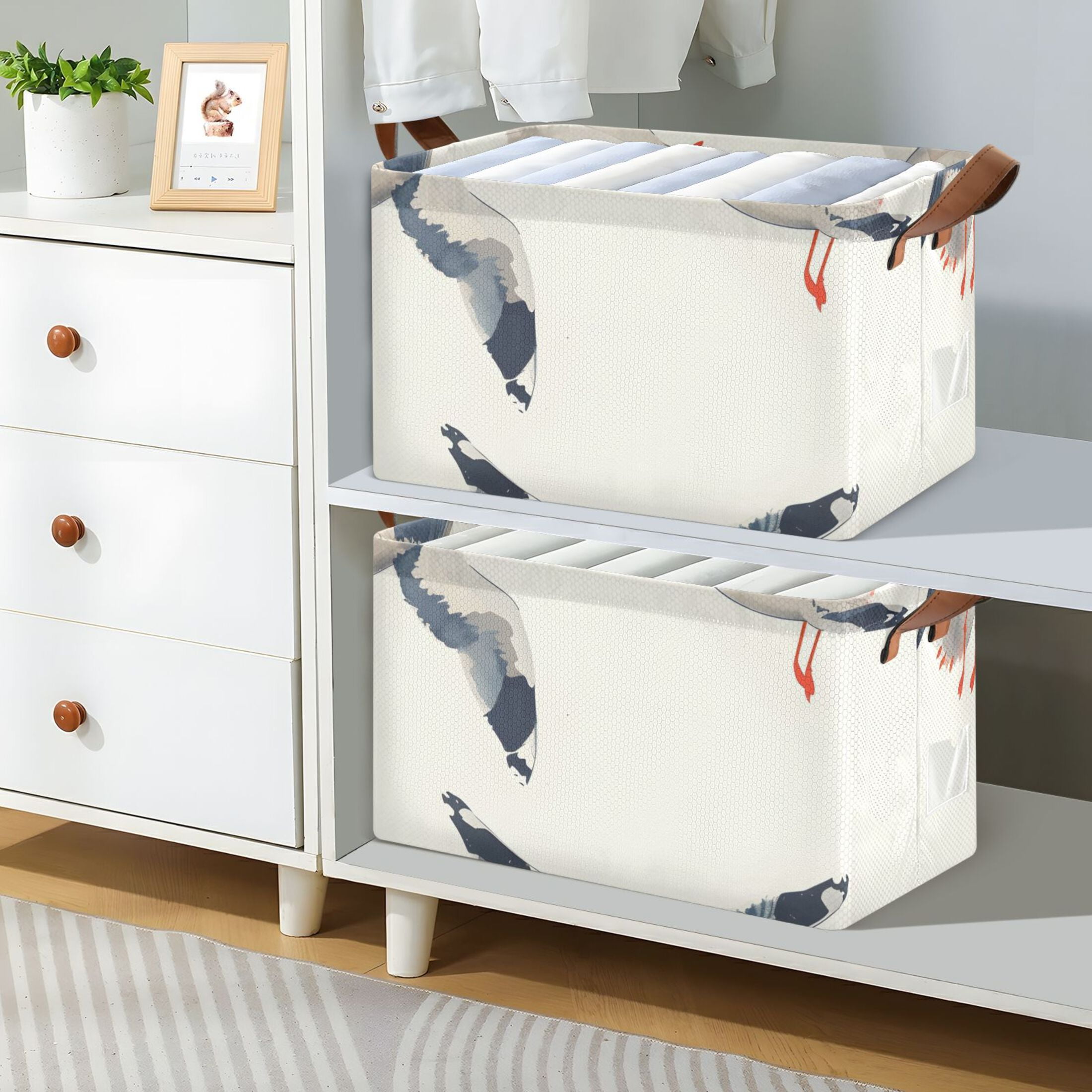 Seagull Foldable Storage Large Fabric Storage Baskets Organizer Storage ...