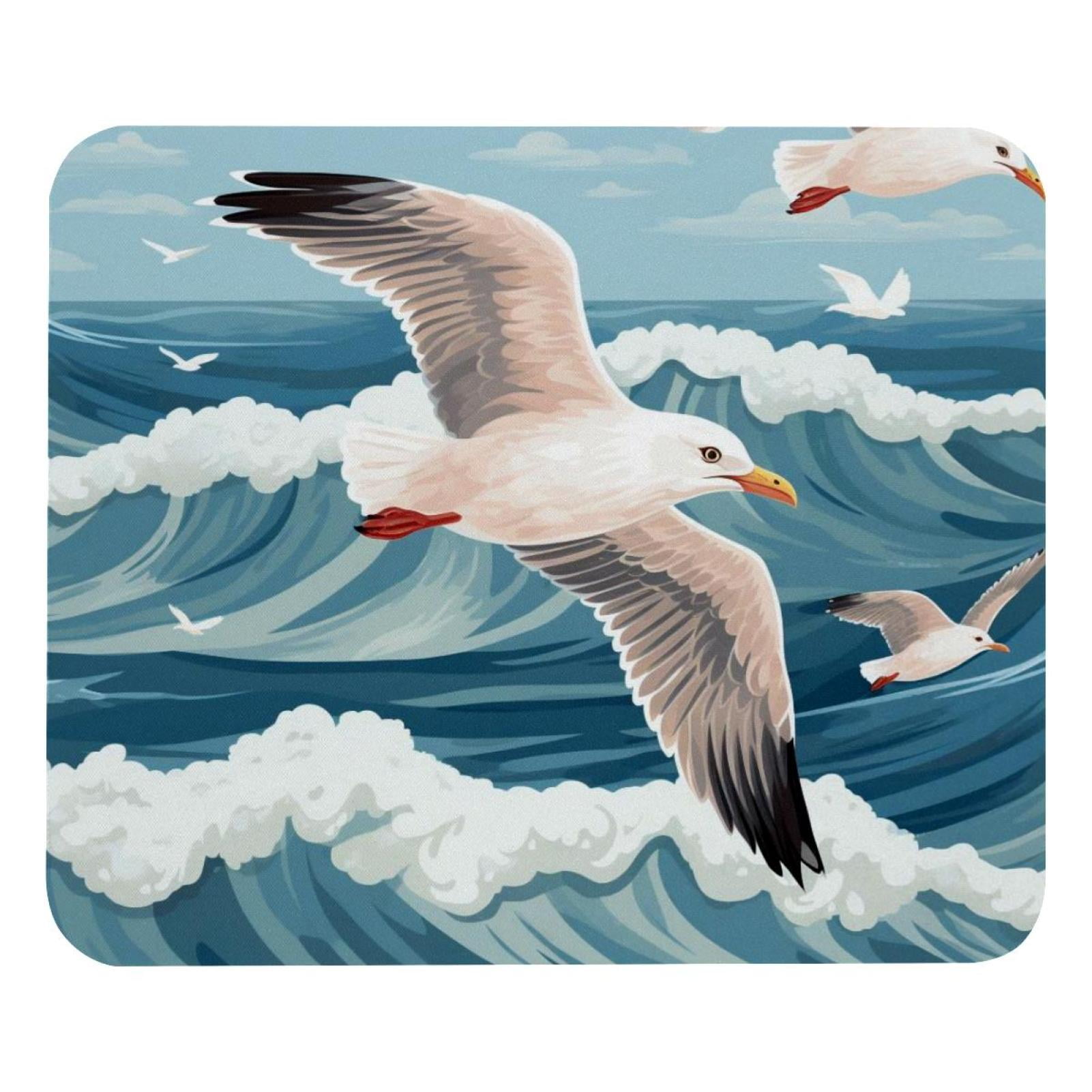 Seagull Gaming Mouse Pad Desk Mat, Square 8.3x9.8 Inch Non-Slip Rubber ...