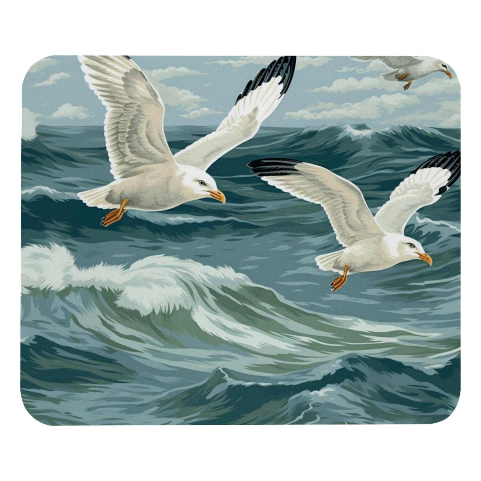 Seagull Gaming Mouse Pad Desk Mat, Square 8.3x9.8 Inch Non-Slip Rubber ...