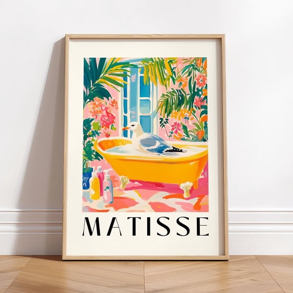Seagull In Bathtub Funny Bathroom Wall Art Bird Art Print Dopamine ...