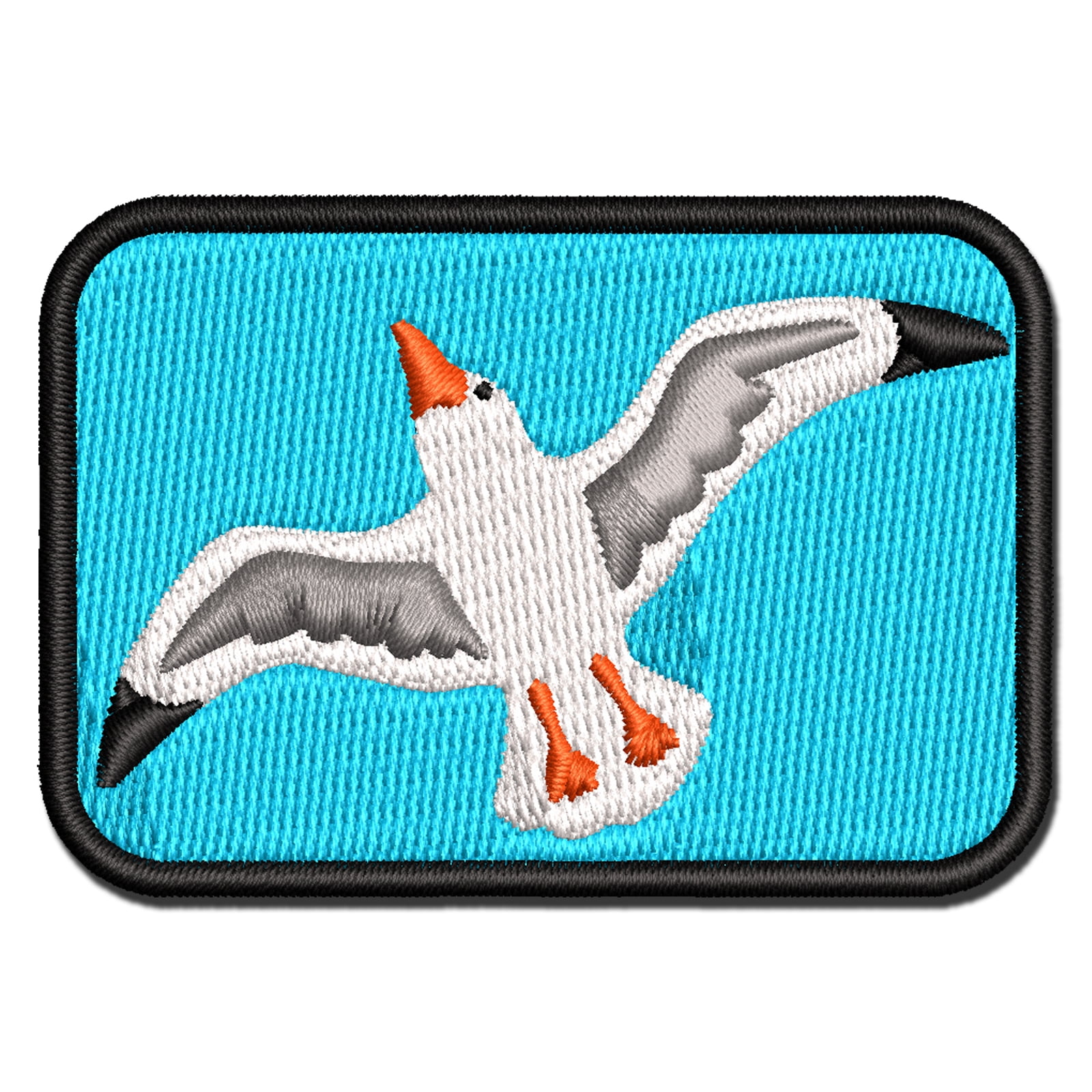 Seagull In Flight Marine Bird Applique Multi-Color Embroidered Hook ...