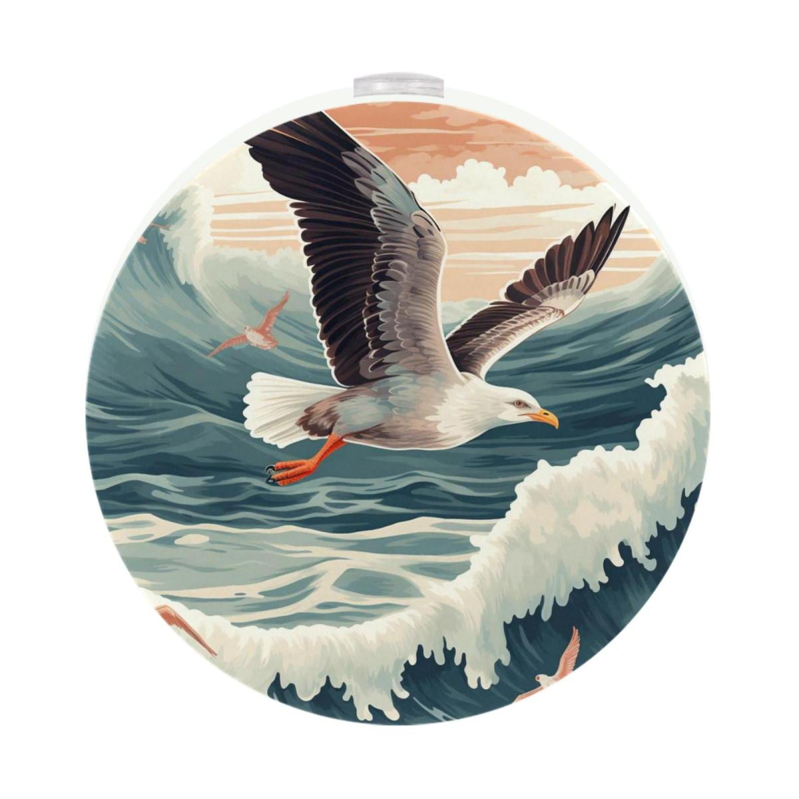 Seagull LED Round Night Light-2PCS, Energy Efficient Plug-in Bedroom ...