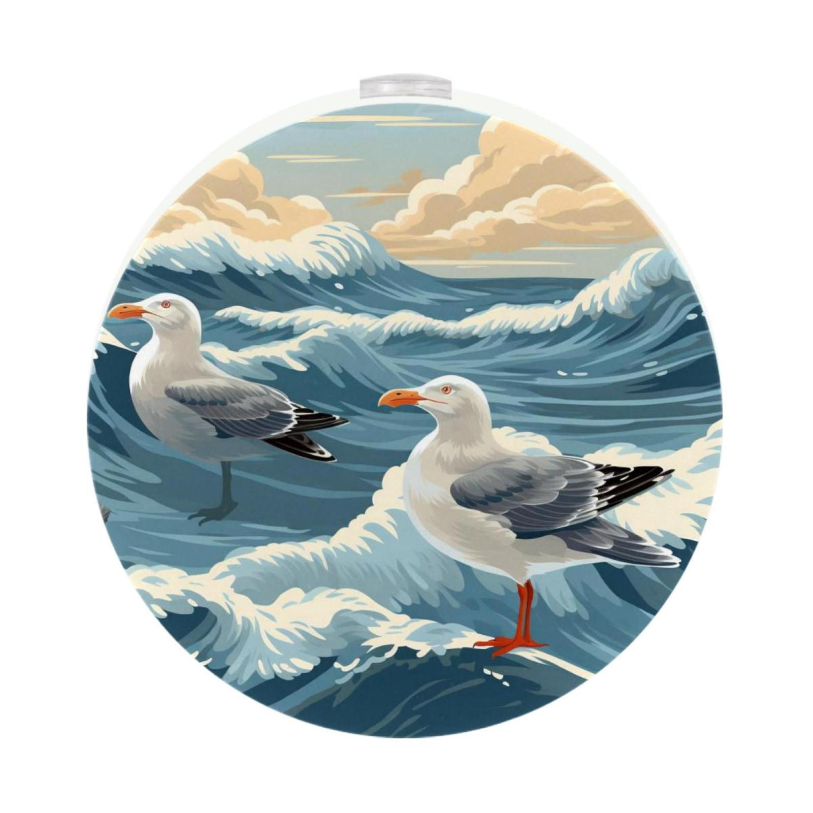 Seagull LED Round Night Light-2PCS, Plug-in Mini Wall Socket Soft White ...