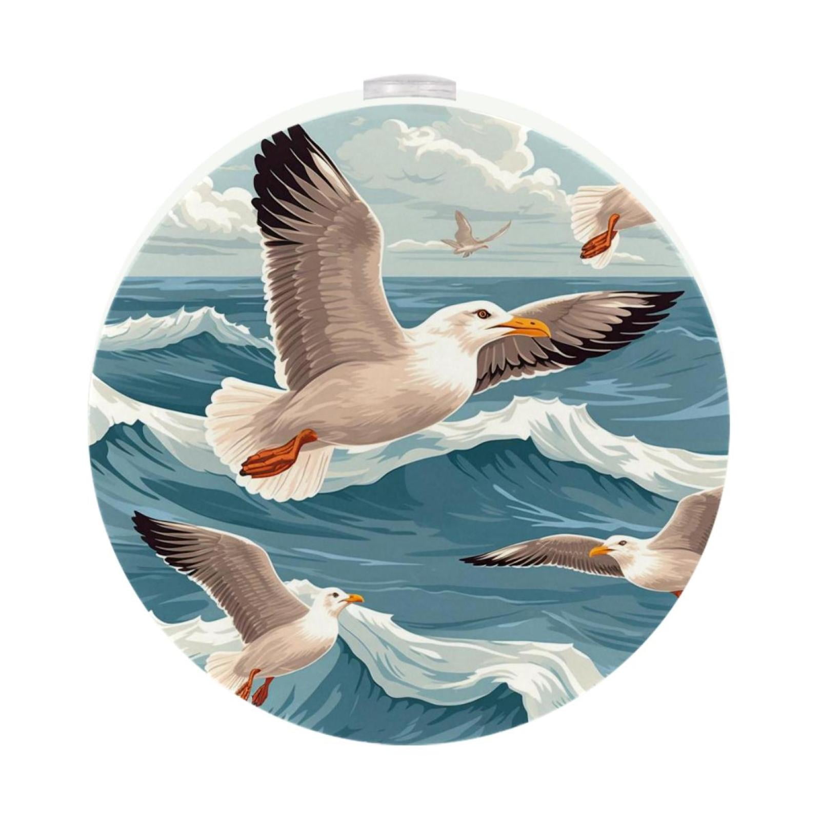 Seagull LED Round Night Light-2PCS, Plug-in Wall Lamp with Dusk to Dawn ...