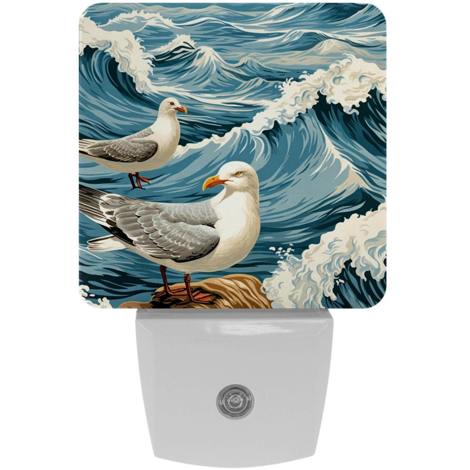 Seagull LED Square Night Lights - Energy Efficient Bedside Lamp with ...