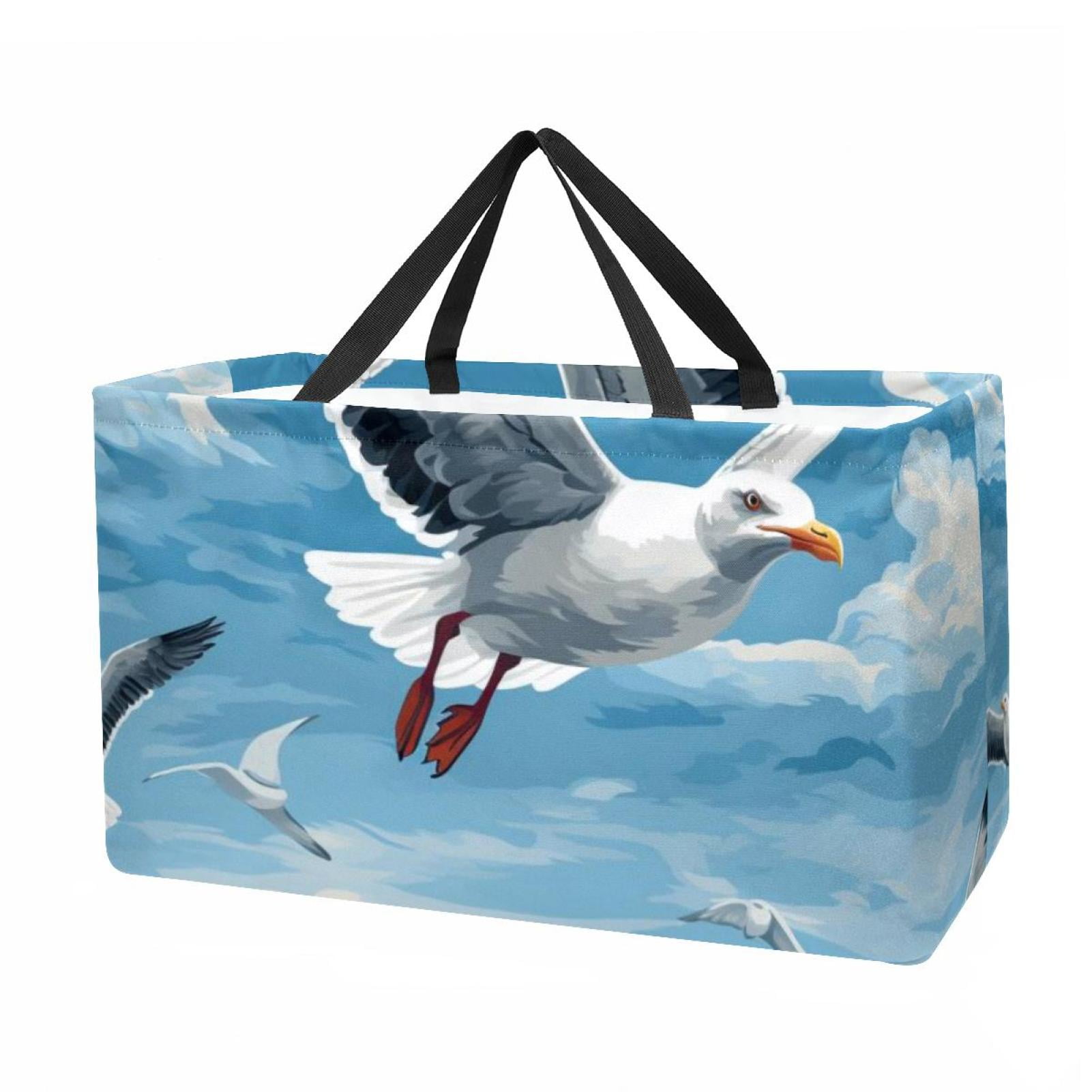 Seagull Large Capacity Reusable Beach Bag with Storage Bins and ...