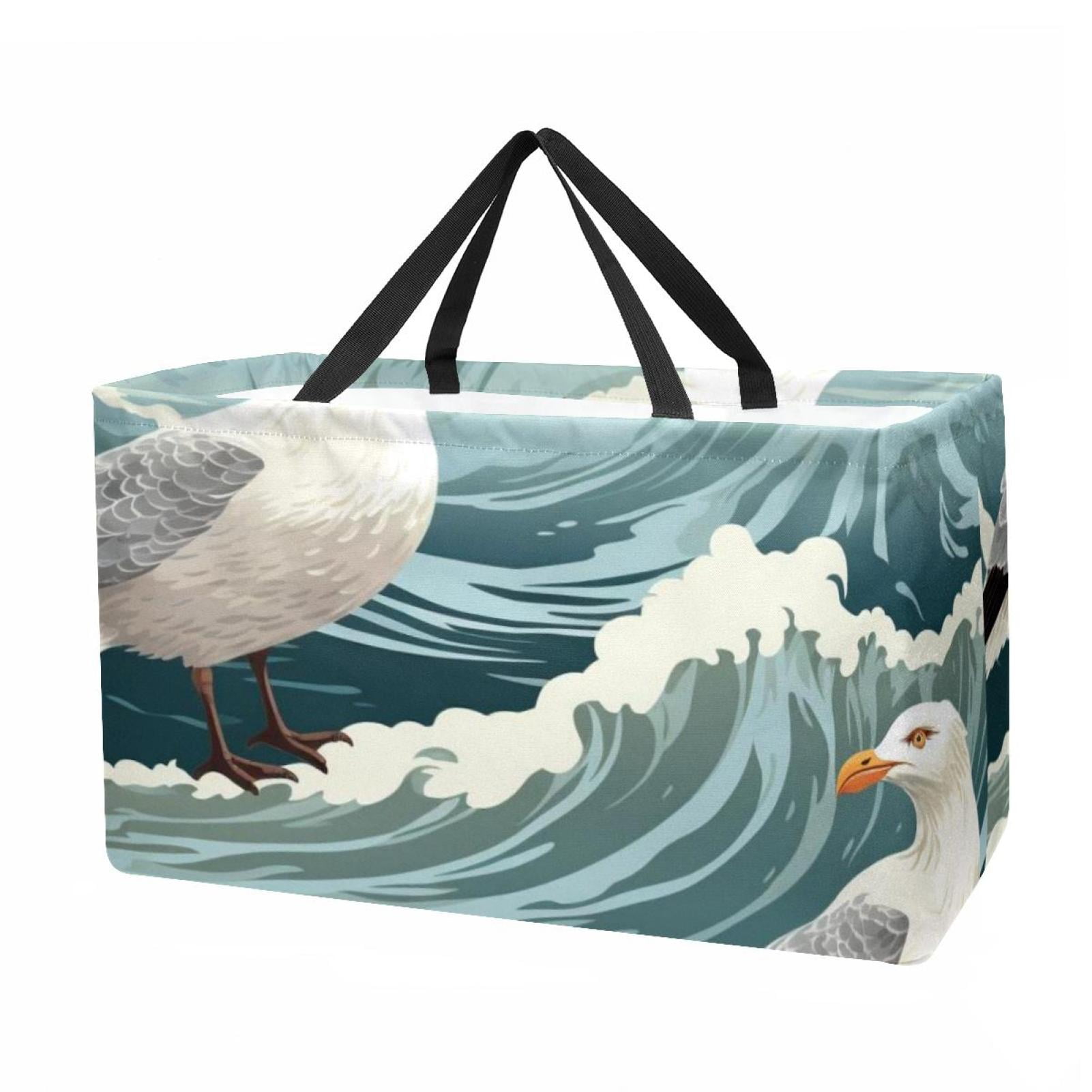 Seagull Large Capacity Reusable Foldable Laundry Bag & Picnic Basket ...