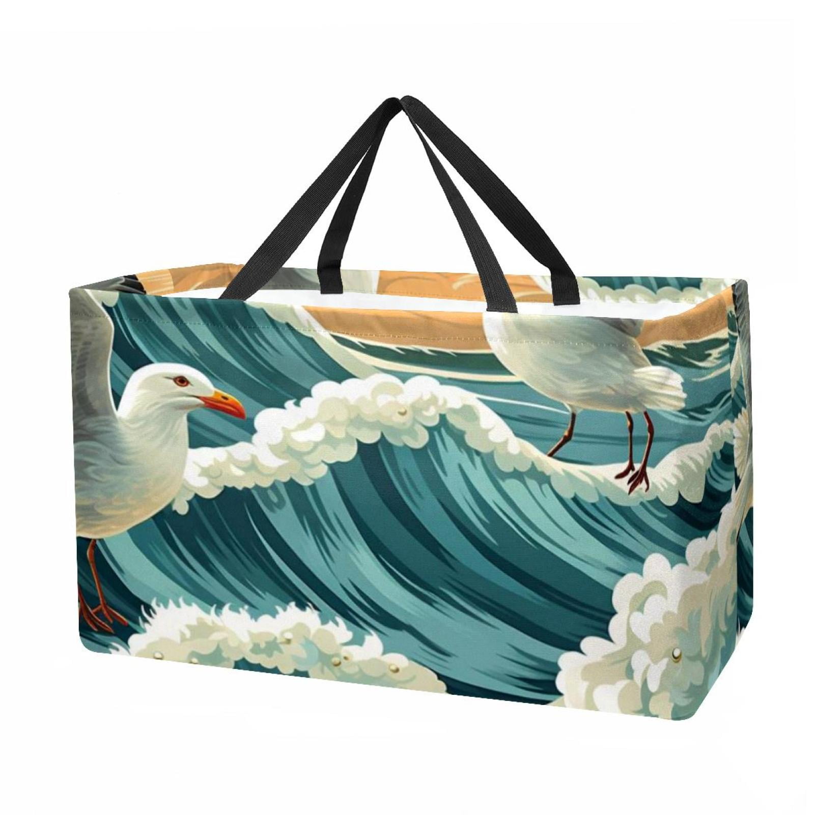 Seagull Large Capacity Reusable Foldable Laundry Bag & Picnic Basket ...
