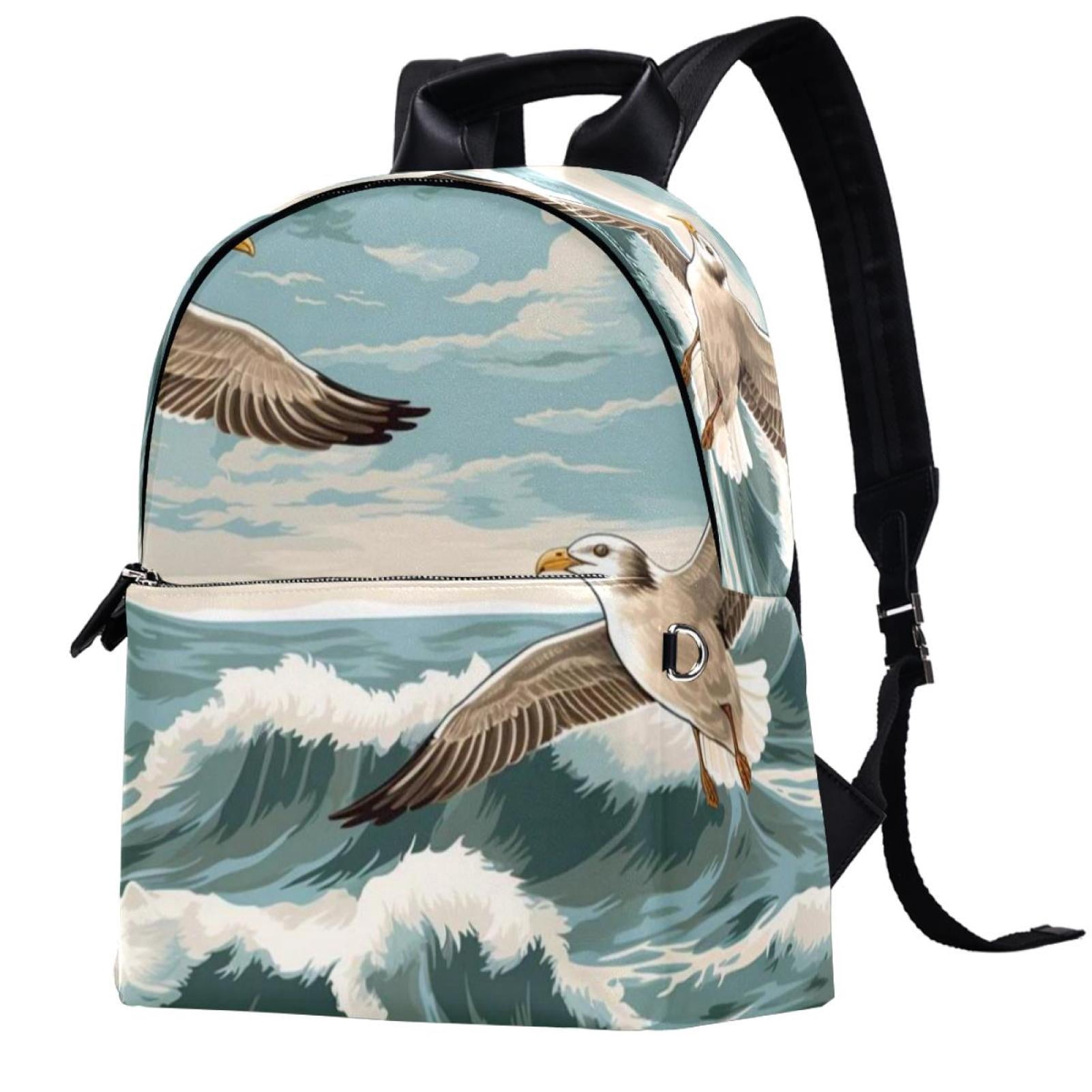 Seagull Leather Hiking Backpack Duffle Bookbag for Men Women Teens Work ...