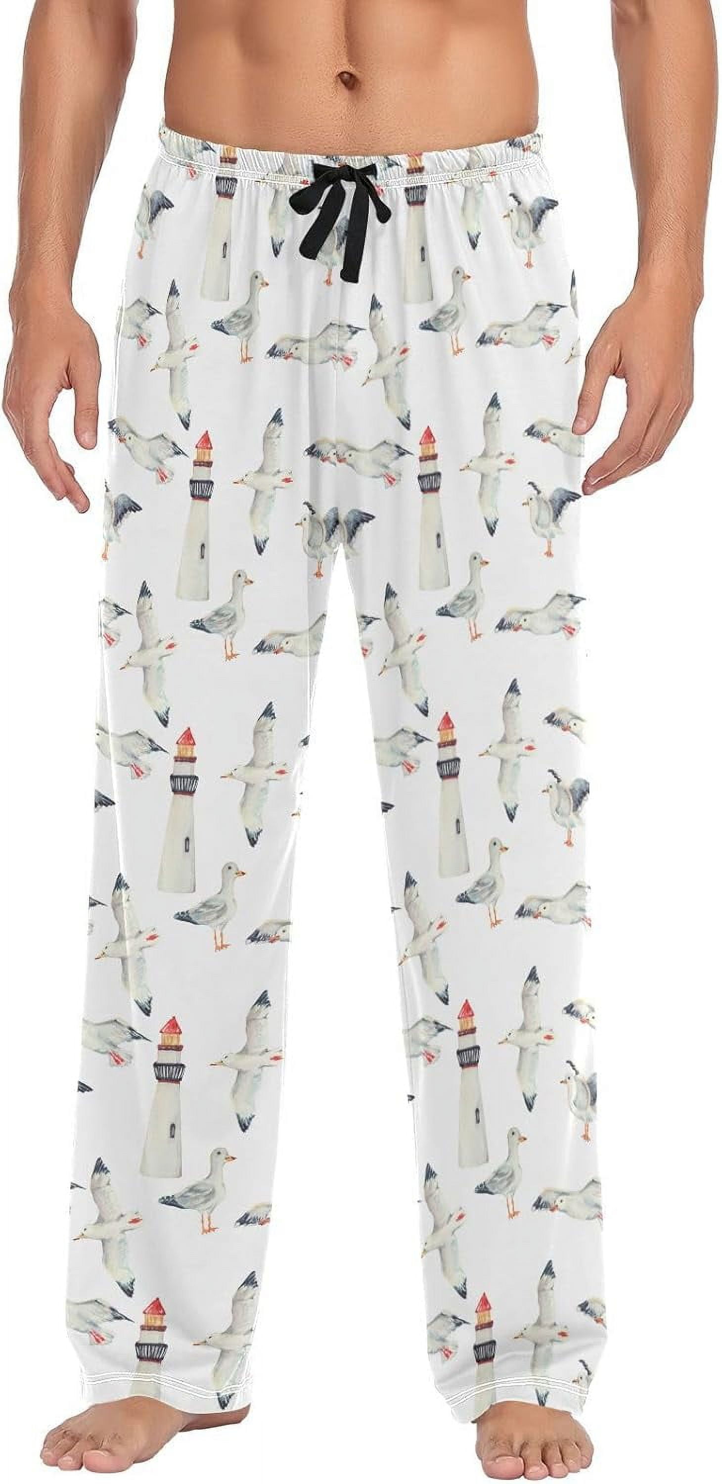Seagull Lighthouse Sea Pattern Mens Pajama Pants Sleepwear Lounge Men's ...