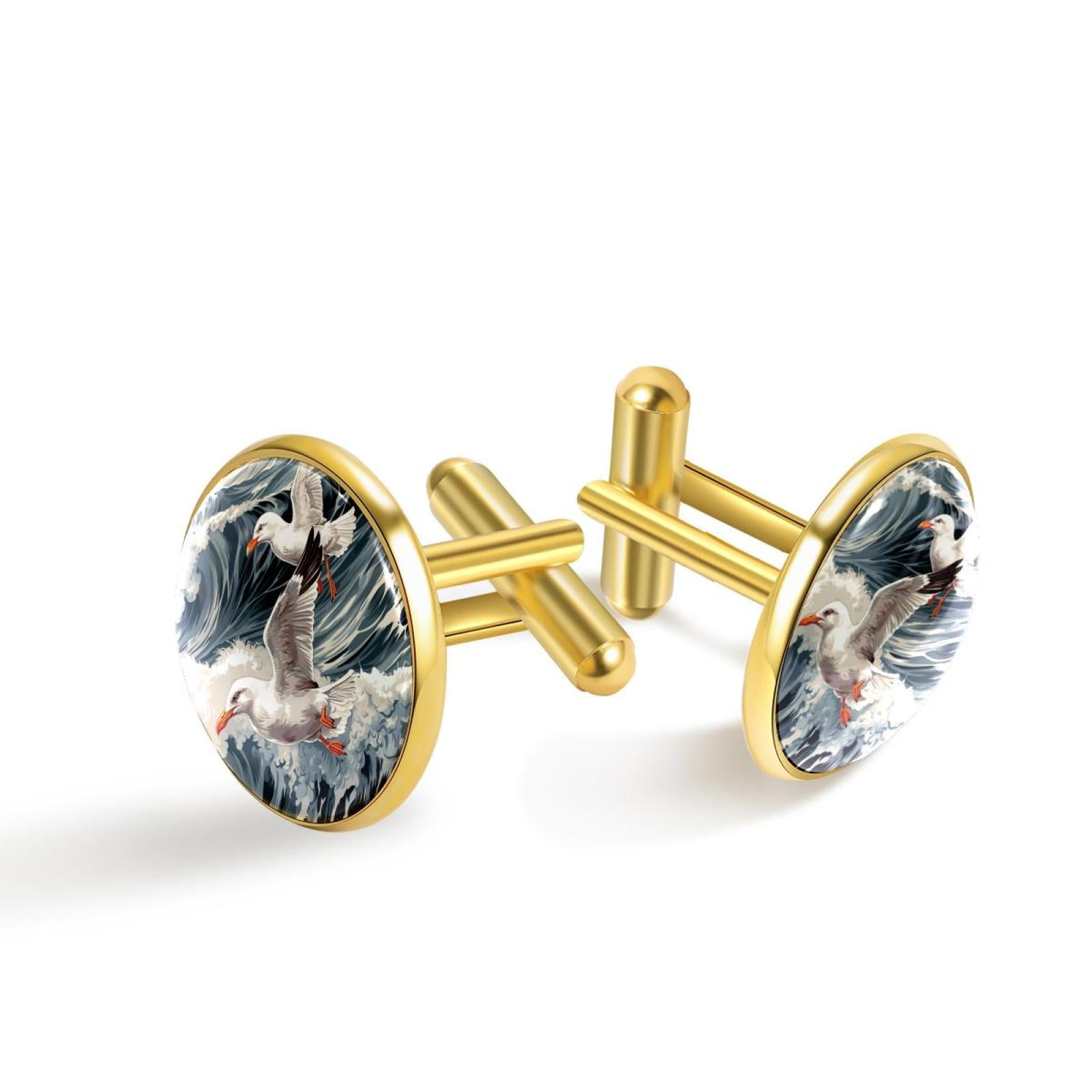 Seagull Men's Stainless Steel Cufflinks for Formal Attire, Wedding Wear ...