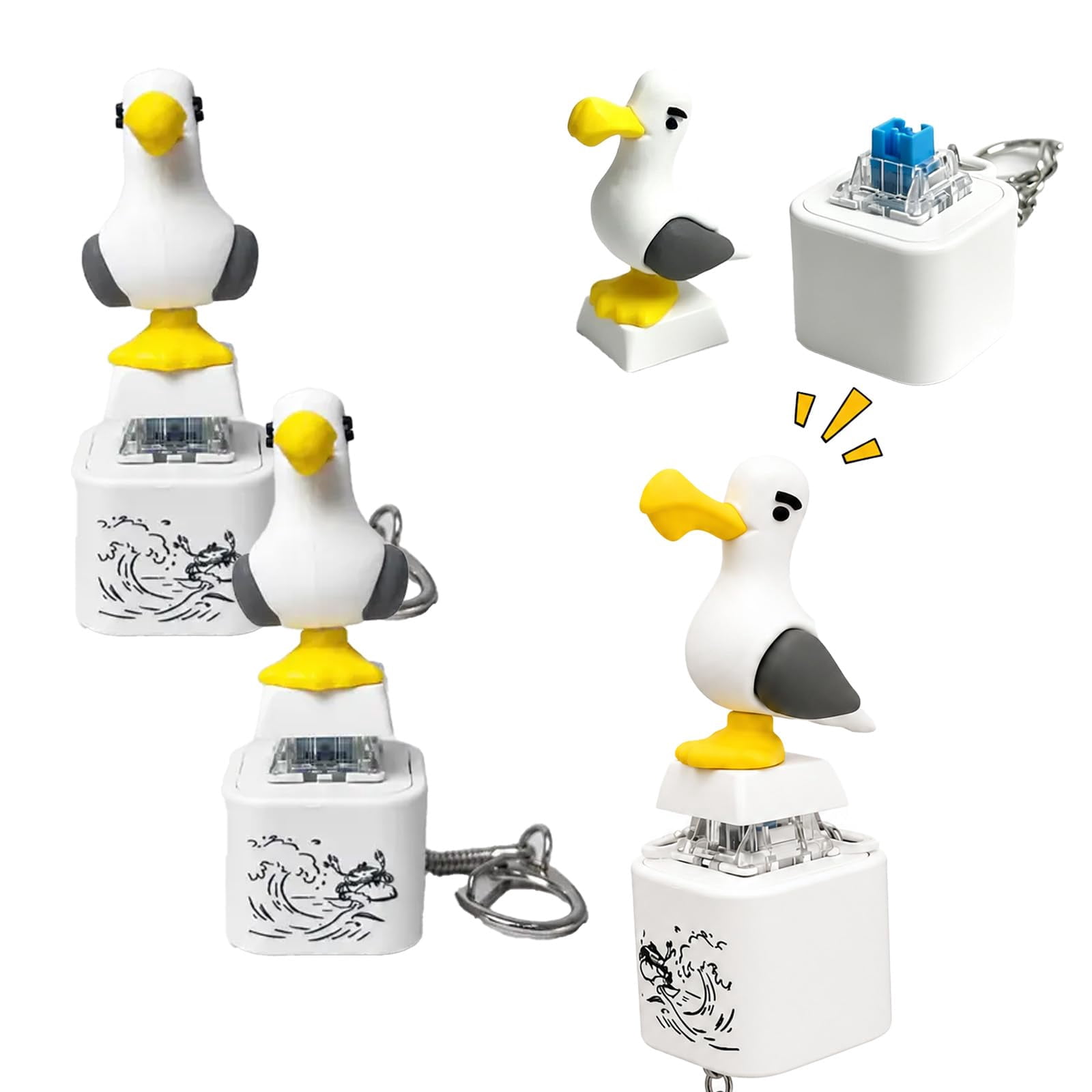 Seagull Mine Sound Button Keychain, Rechargeable Fidget Clicker with ...
