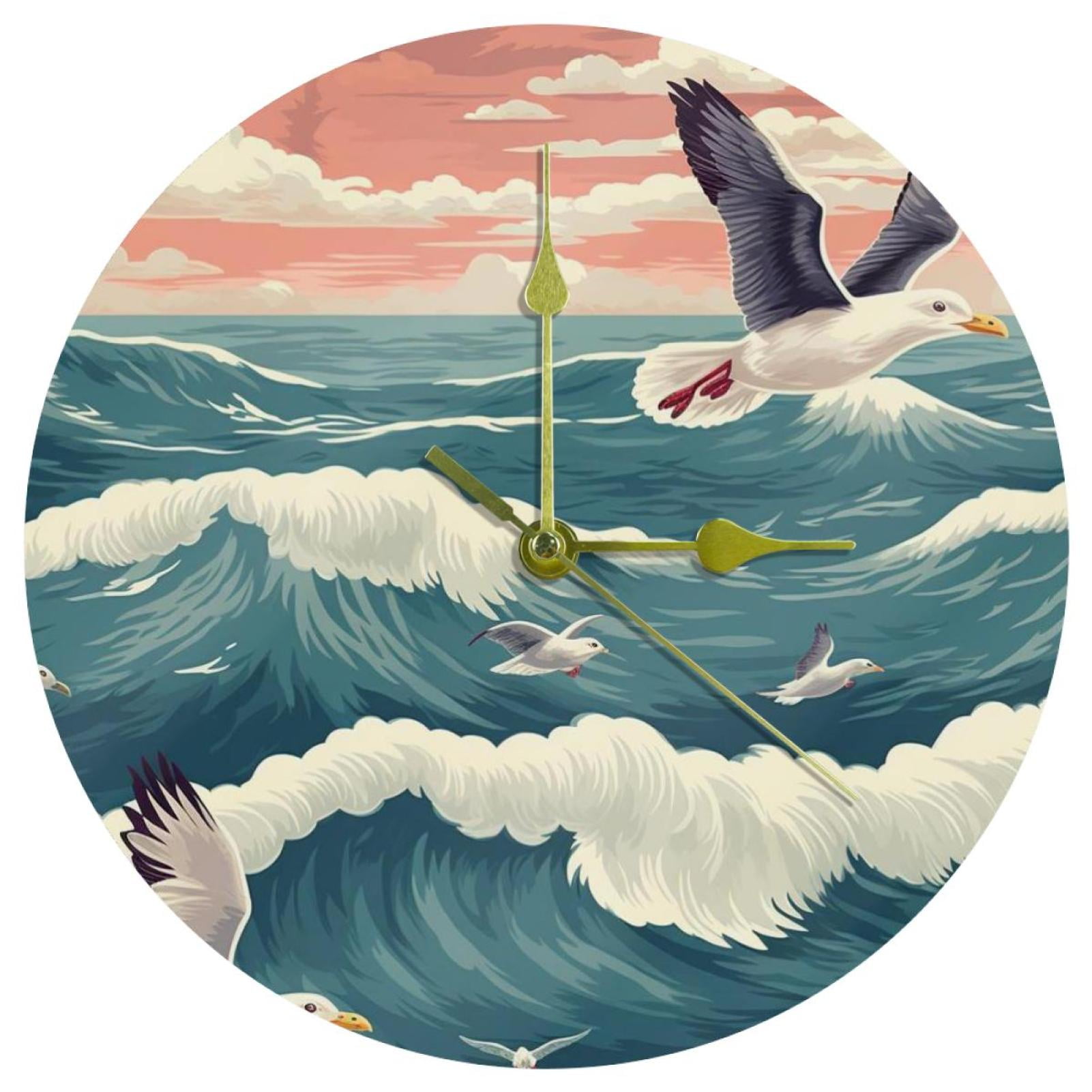 Seagull Modern Round Acrylic 9.8 Inch Silent Non Ticking Battery ...