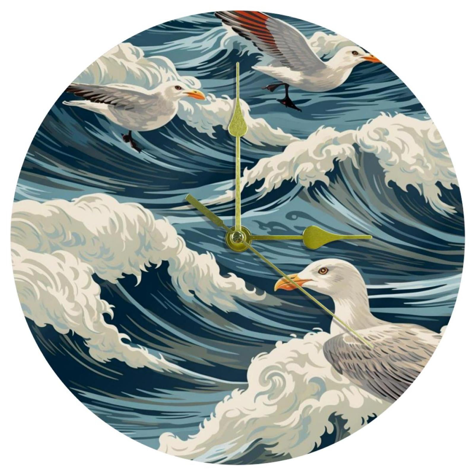Seagull Modern Round Acrylic Wall Clock, 9.8 Inches, Silent Non Ticking ...