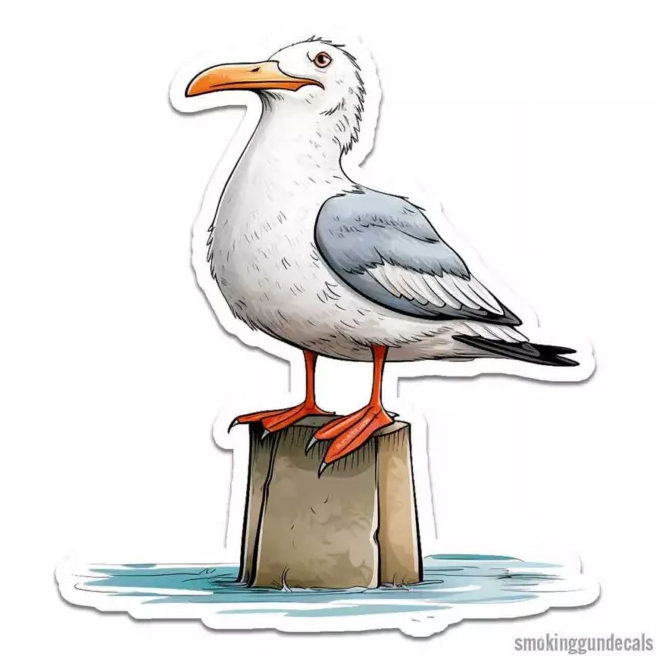 Seagull On Post Sticker Indoor Outdoor Phone Decal Water Bottle ...