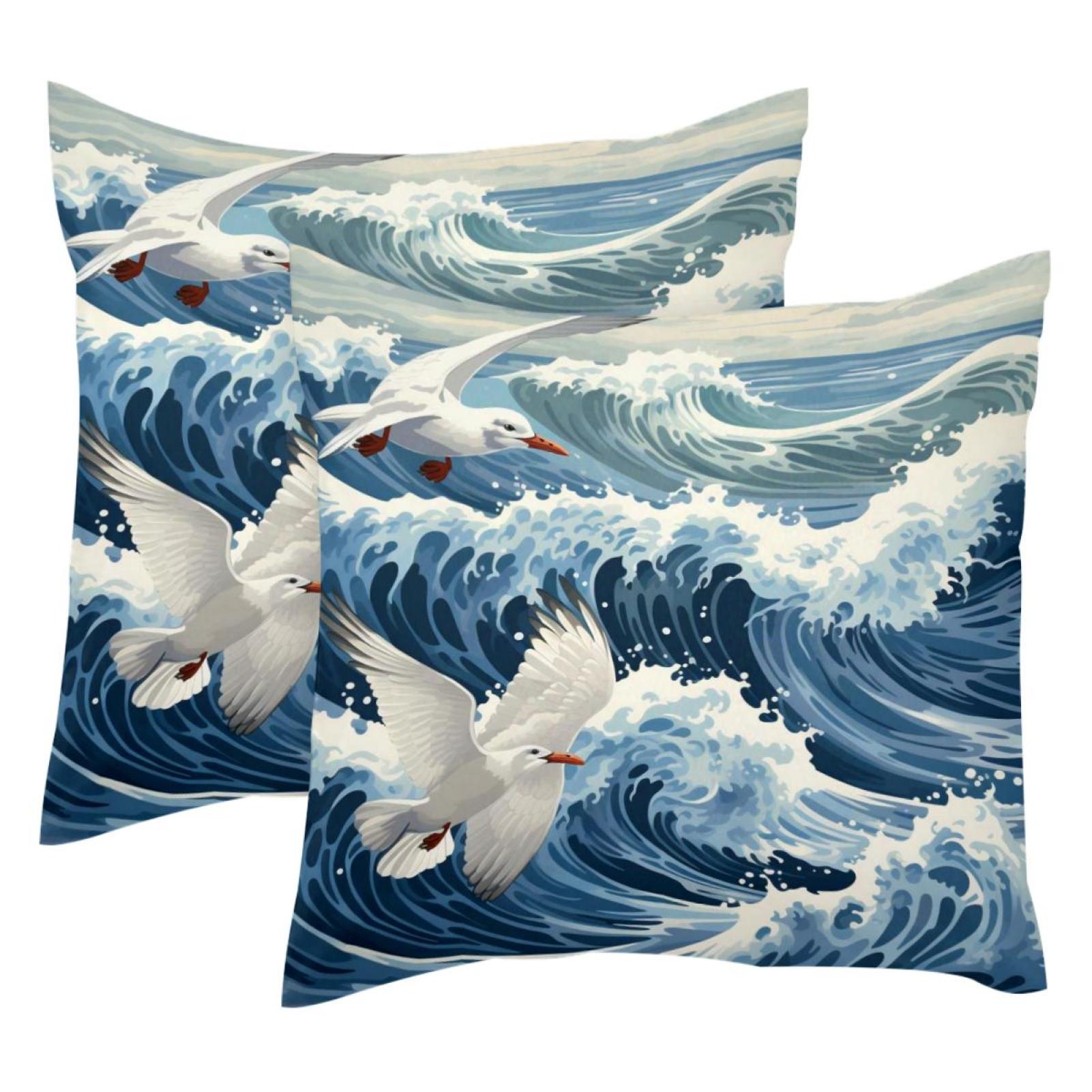 Seagull Pattern 2PCS Printed Square Cushion 16x16 Inch Pillow Luxurious ...