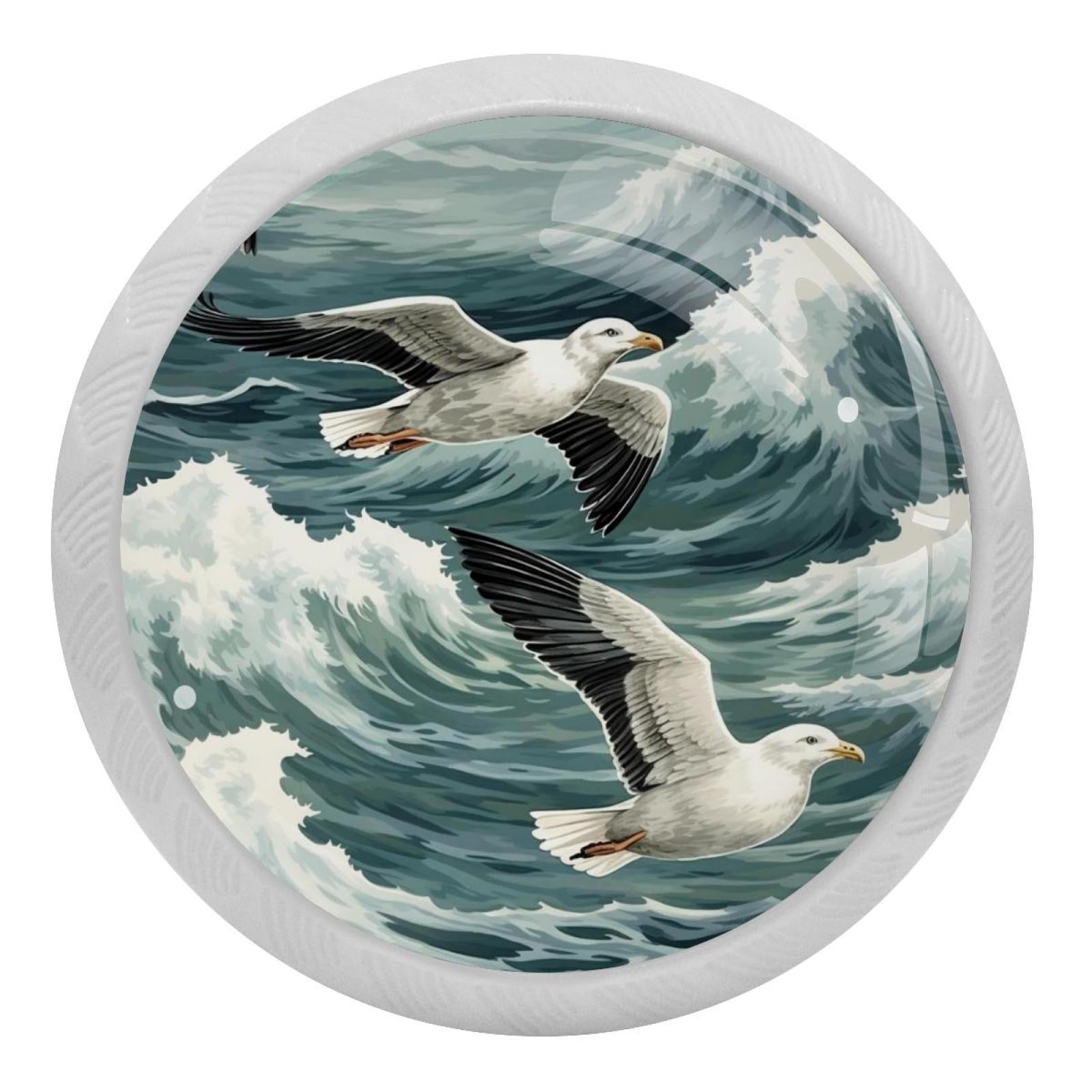 Seagull Pattern 4PCS Cabinet Knobs Pulls Fluorescent Drawer Handle ...