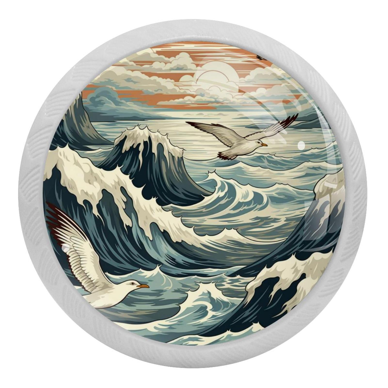 Seagull Pattern 4PCS Cabinet Knobs Pulls Fluorescent Drawer Handle ...