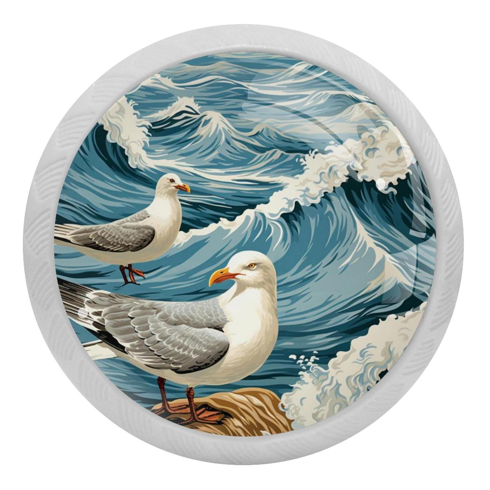 Seagull Pattern 4PCS Cabinet Knobs Pulls Fluorescent Drawer Handle ...