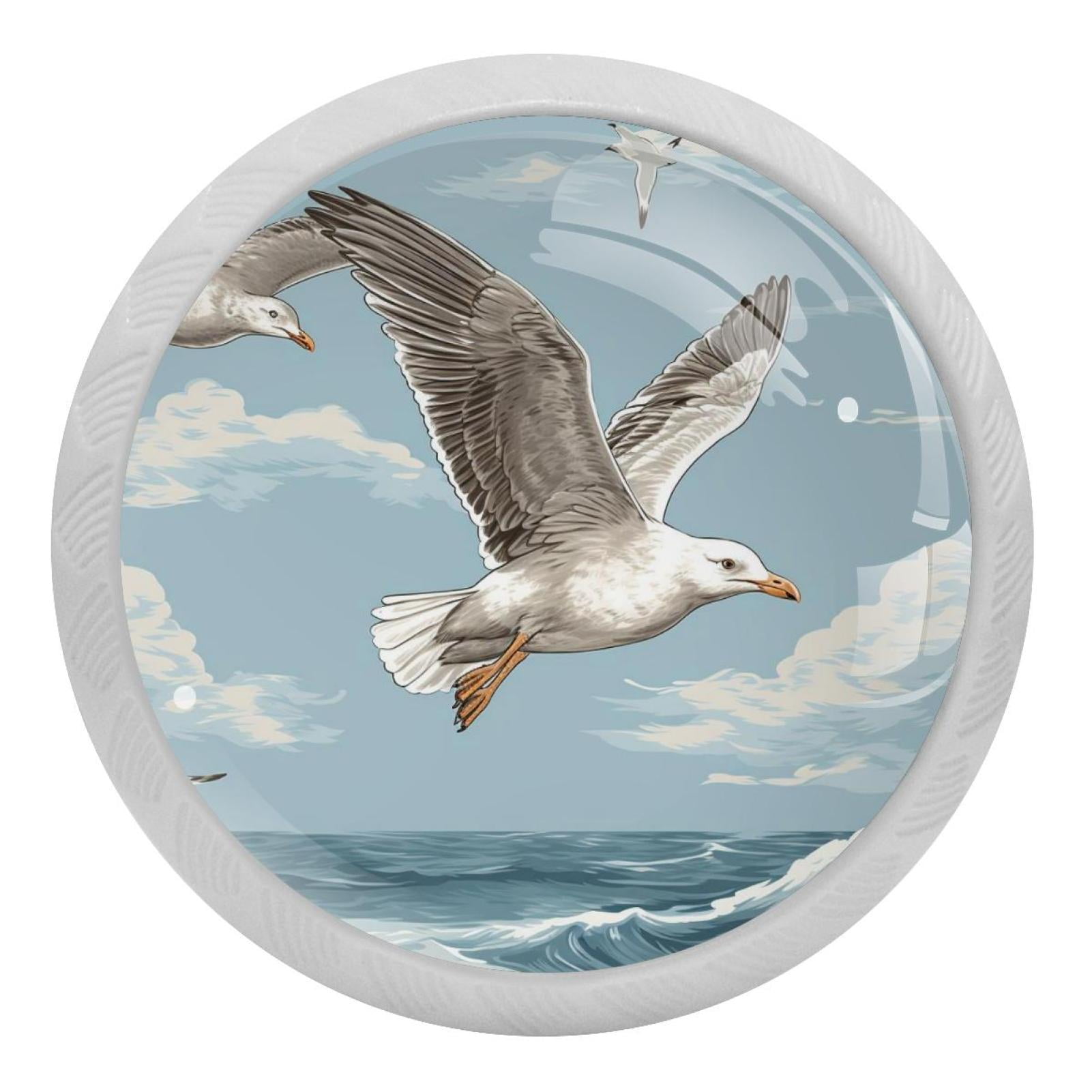 Seagull Pattern 4PCS Cabinet Knobs Pulls Fluorescent Drawer Handle ...