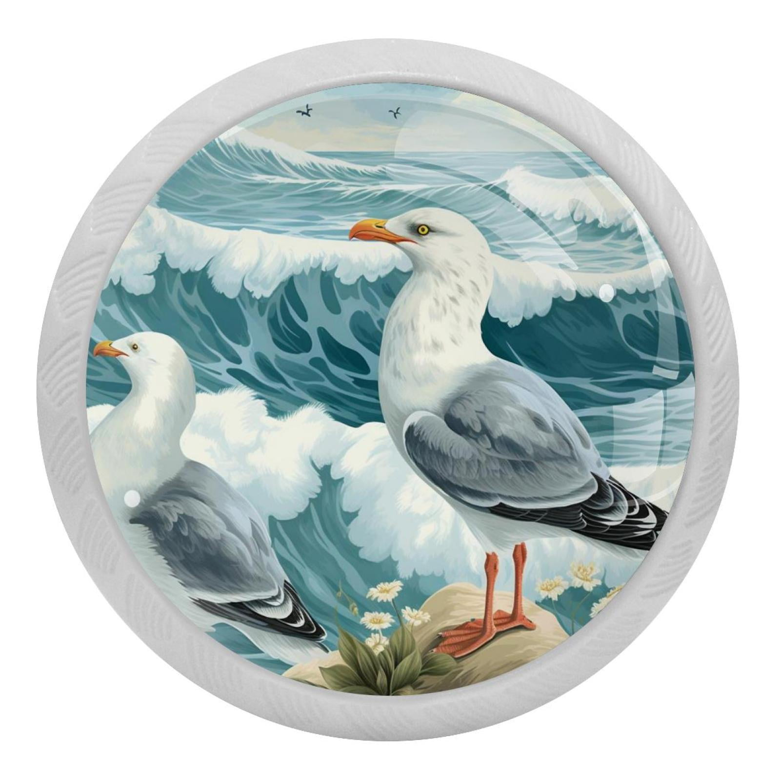 Seagull Pattern 4PCS Cabinet Knobs Pulls Fluorescent Drawer Handle ...