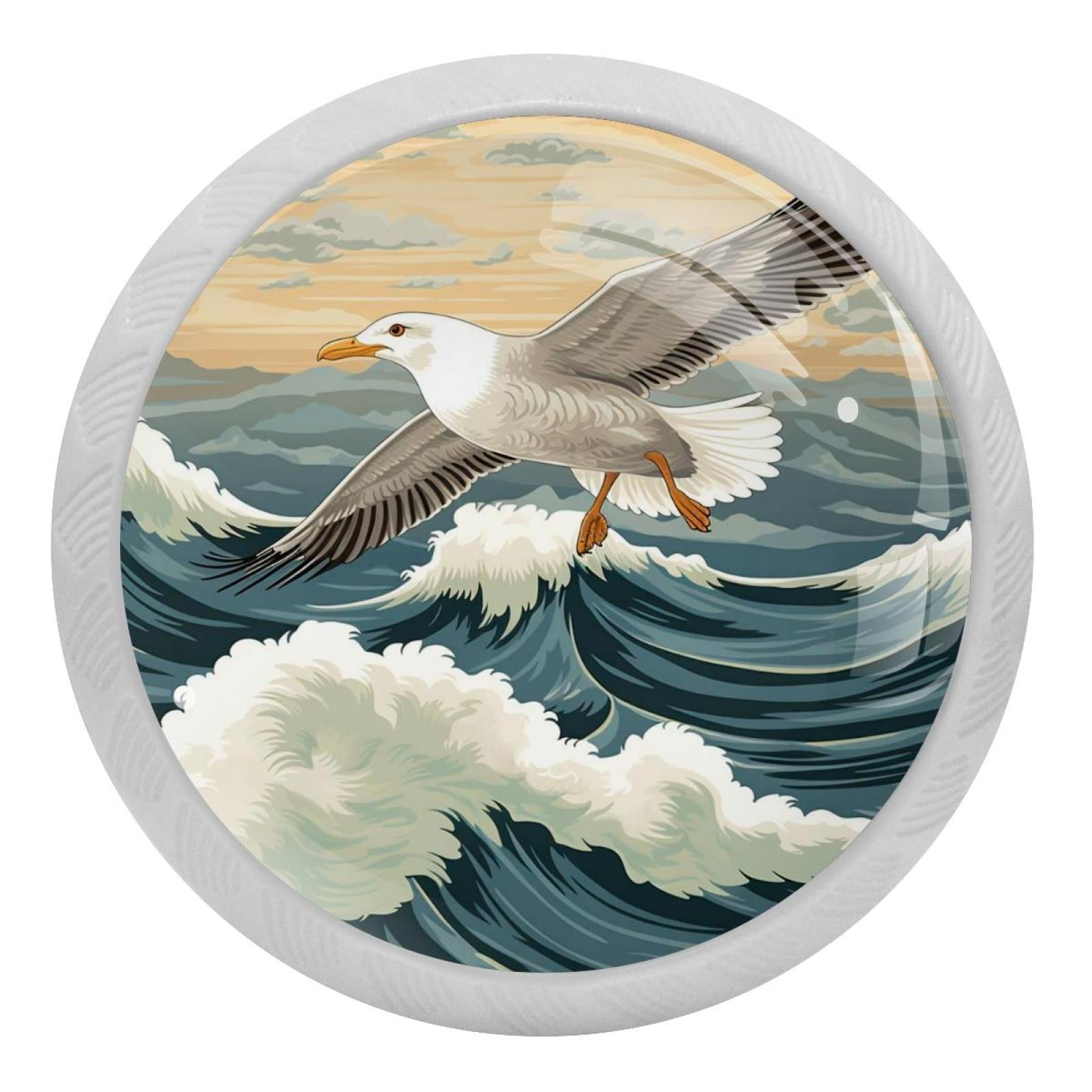 Seagull Pattern 4PCS Cabinet Knobs Pulls Fluorescent Drawer Handle ...
