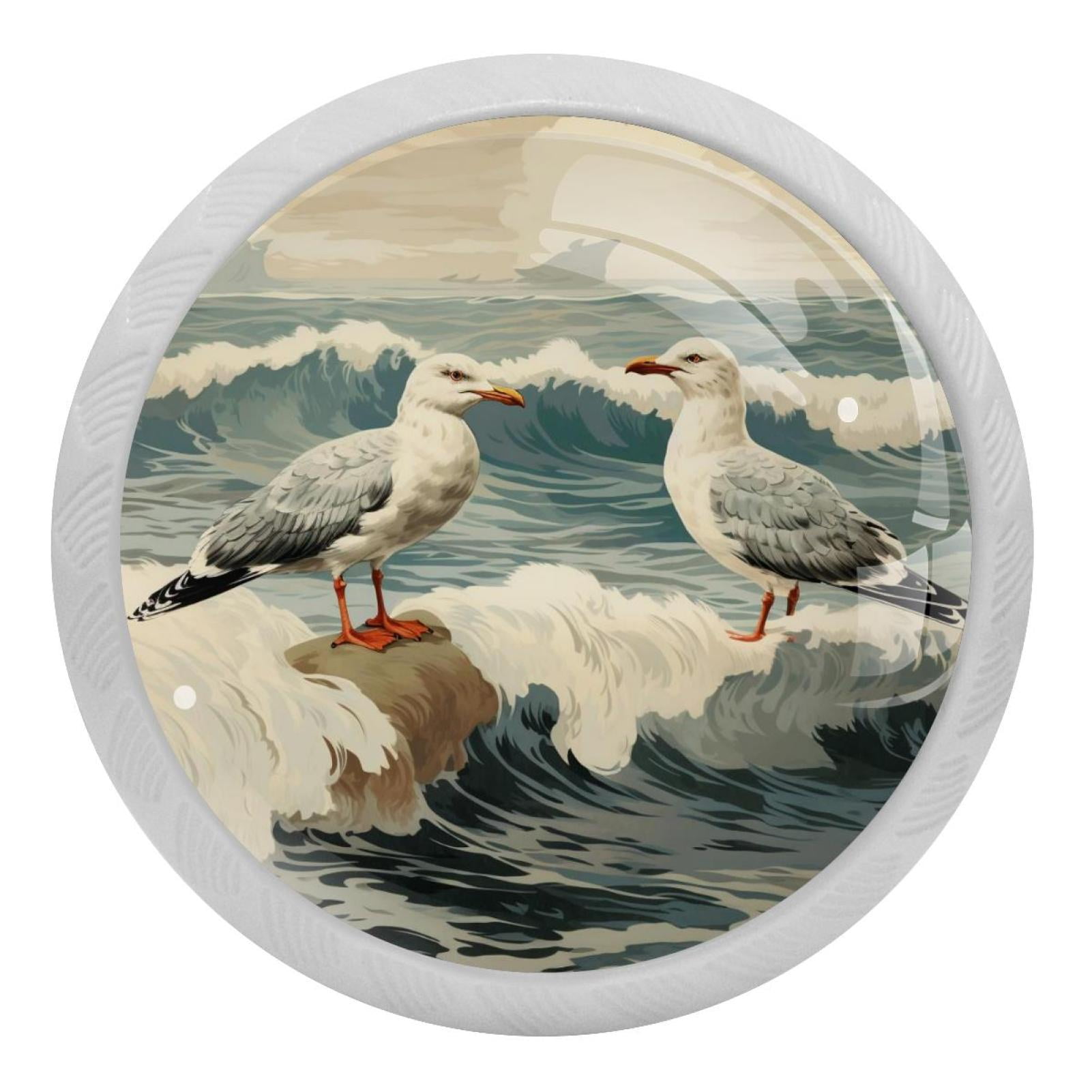 Seagull Pattern 4PCS Cabinet Knobs Pulls Fluorescent Drawer Handle ...