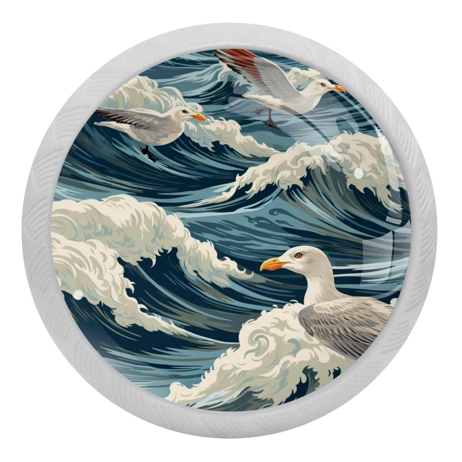 Seagull Pattern 4PCS Cabinet Knobs Pulls Fluorescent Drawer Handle ...