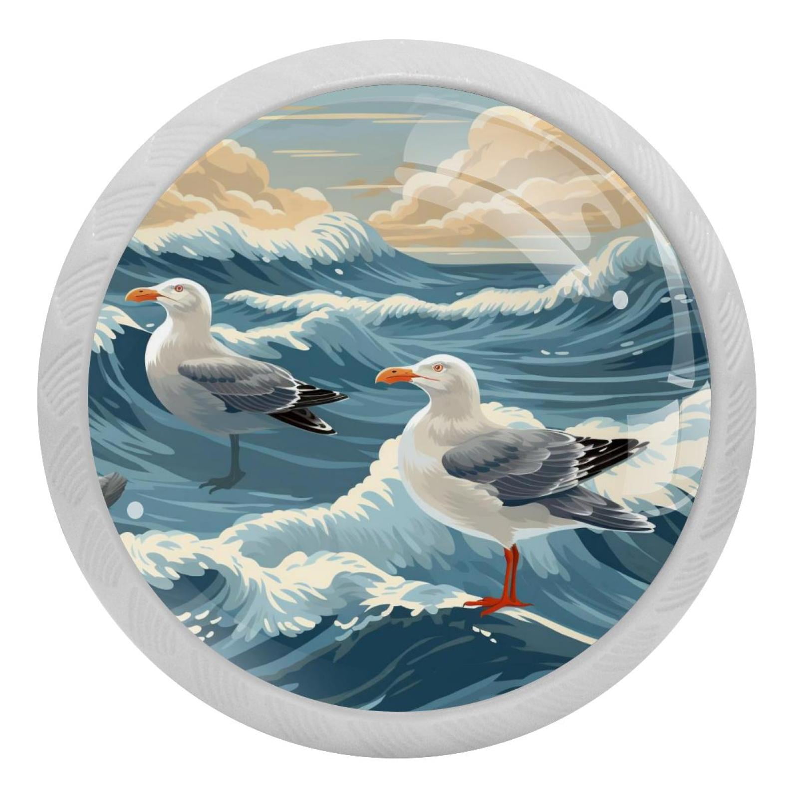 Seagull Pattern 4PCS Cabinet Knobs Pulls Fluorescent Drawer Handle ...