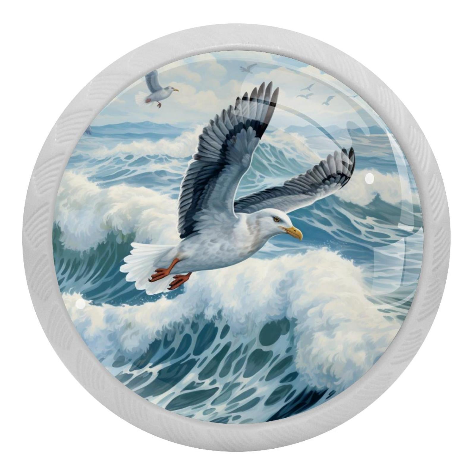 Seagull Pattern 4PCS Cabinet Knobs Pulls Fluorescent Drawer Handle ...