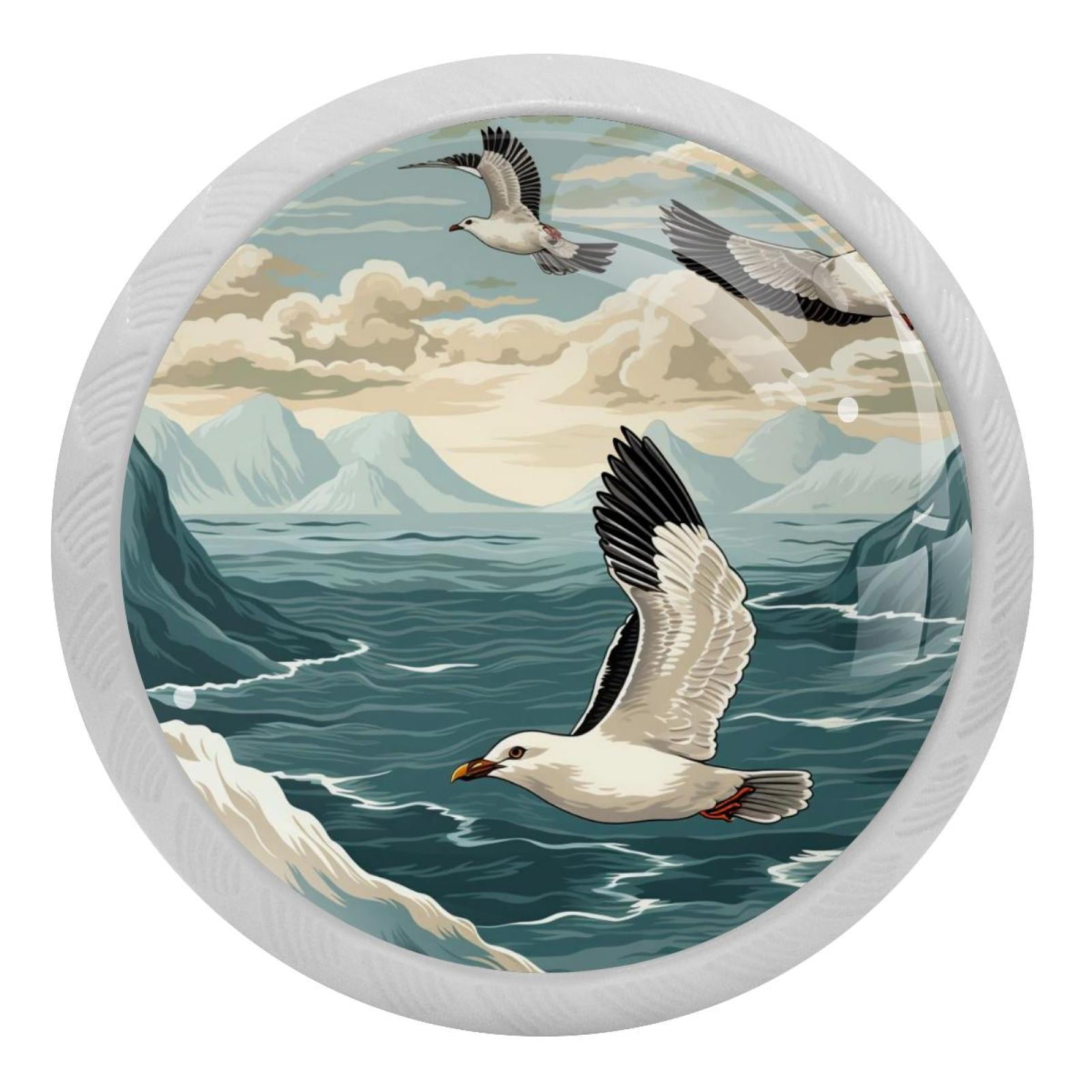 Seagull Pattern 4PCS Cabinet Knobs Pulls Fluorescent Drawer Handle ...