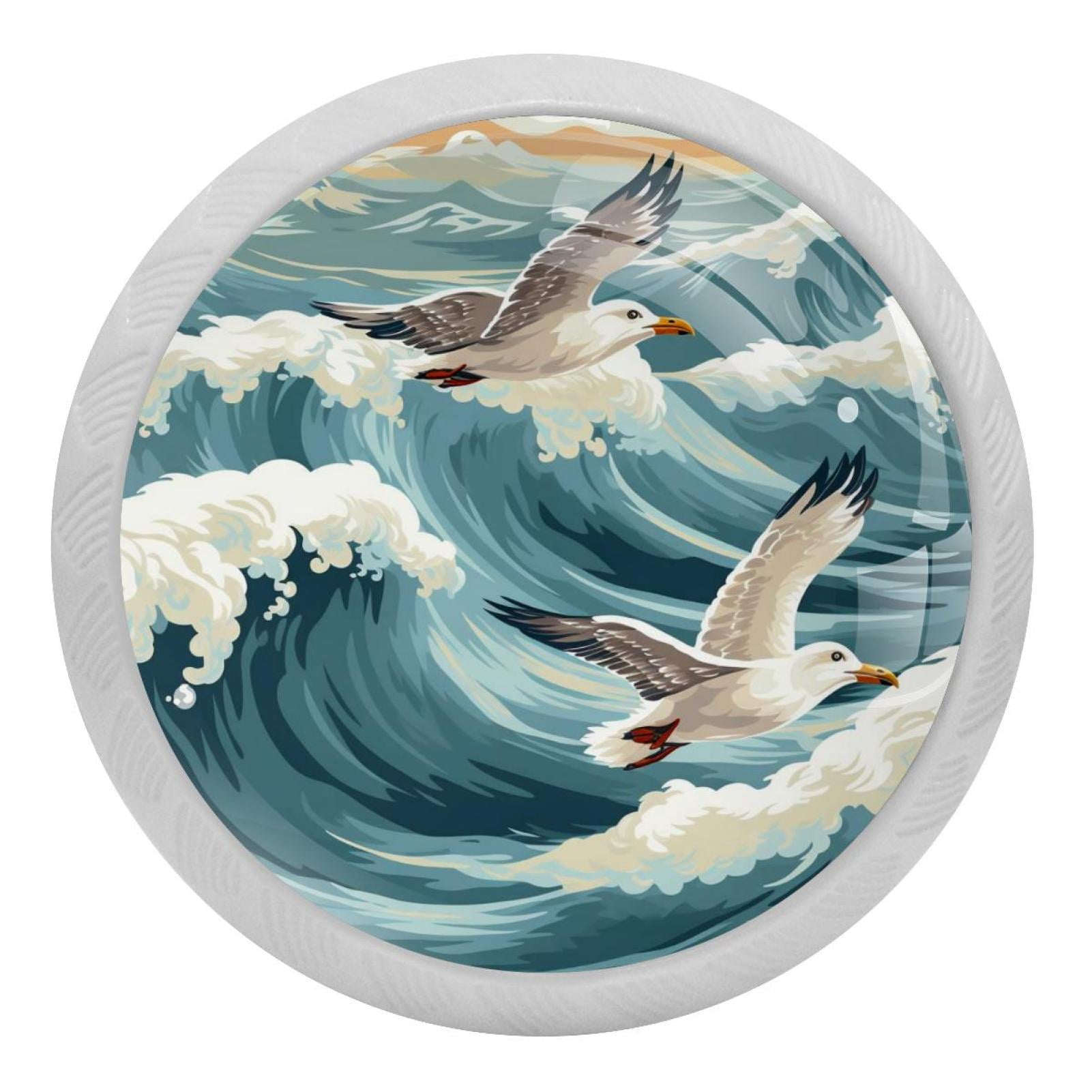 Seagull Pattern 4PCS Cabinet Knobs Pulls Fluorescent Drawer Handle ...