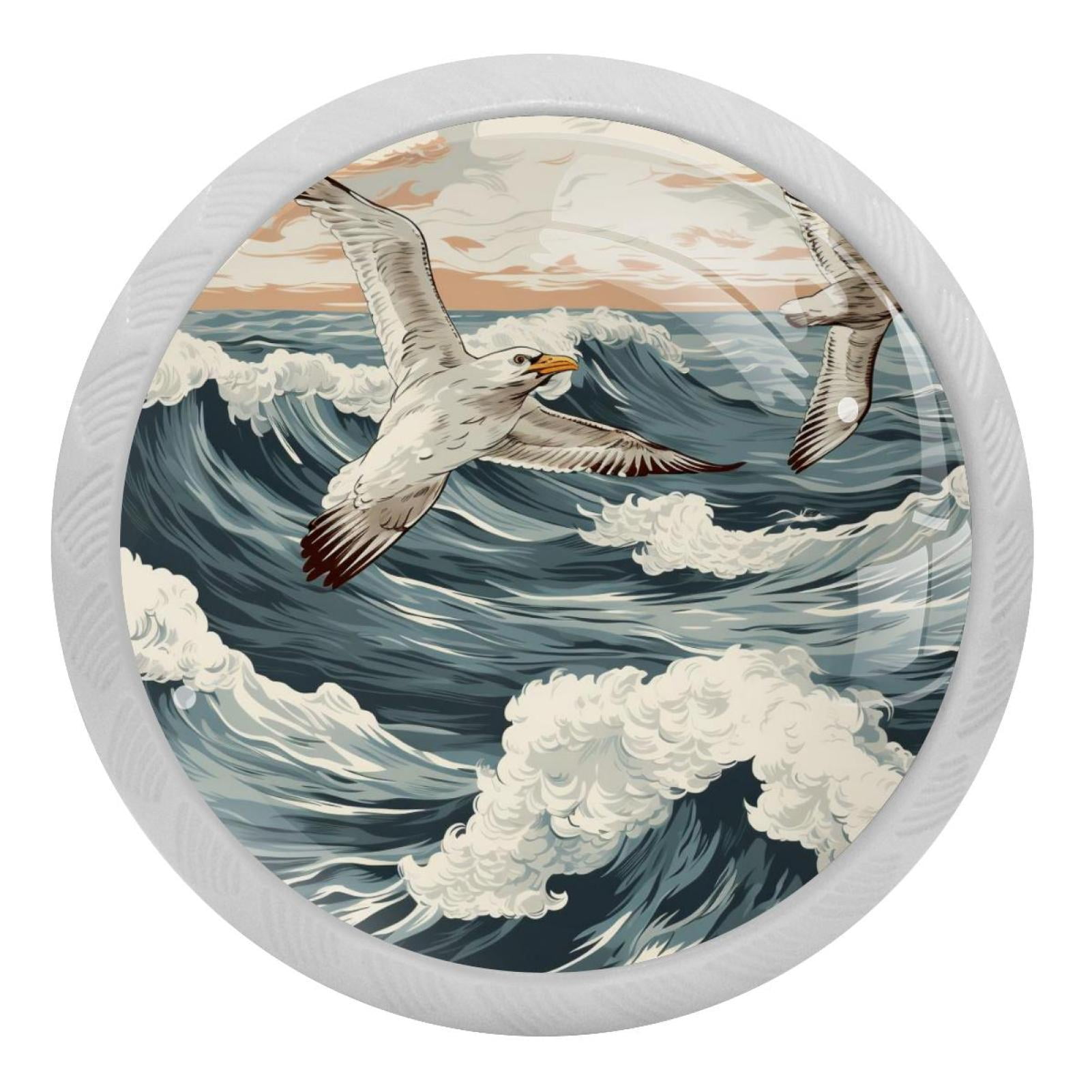 Seagull Pattern 4PCS Cabinet Knobs Pulls Fluorescent Drawer Handle ...