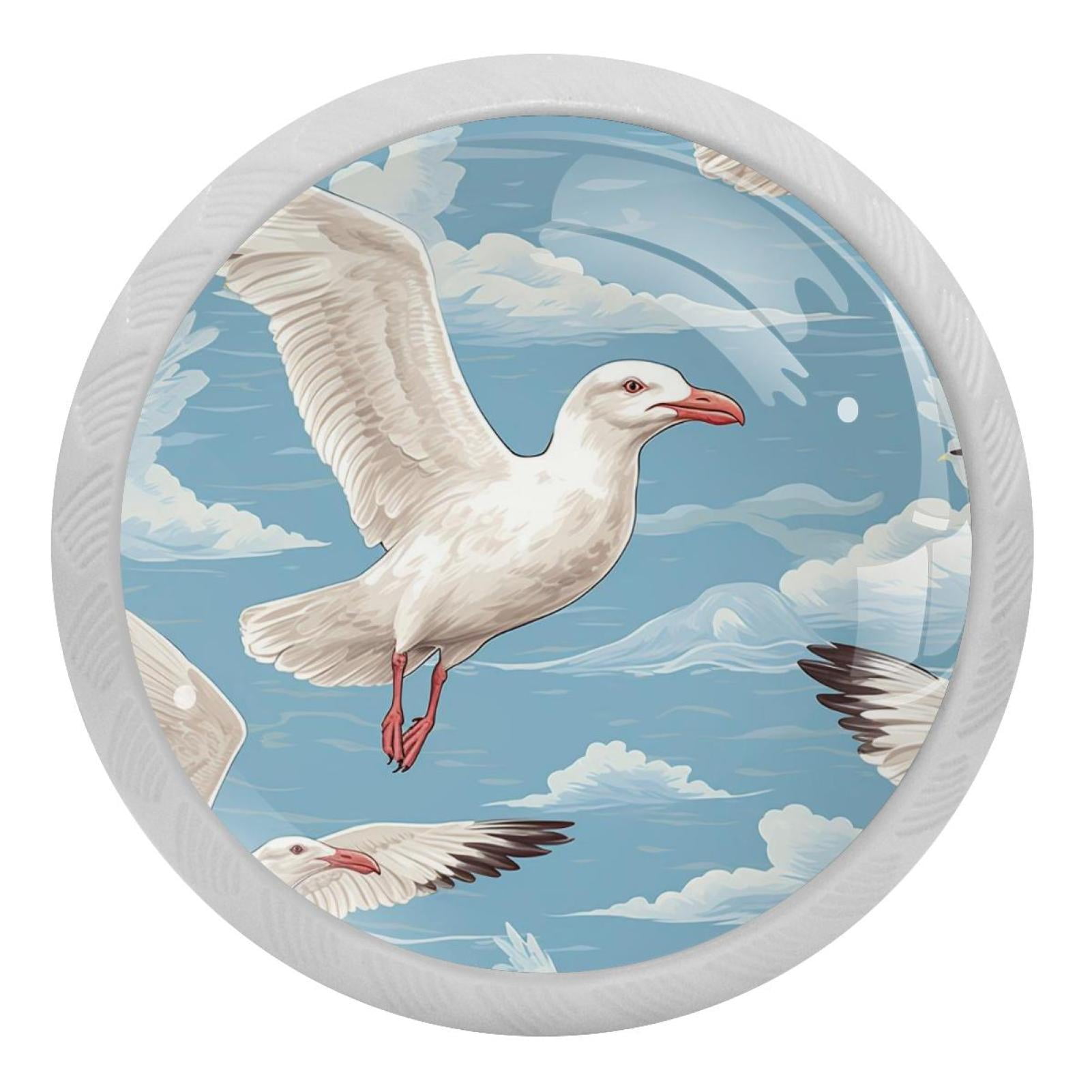 Seagull Pattern 4PCS Cabinet Knobs Pulls Fluorescent Drawer Handle ...