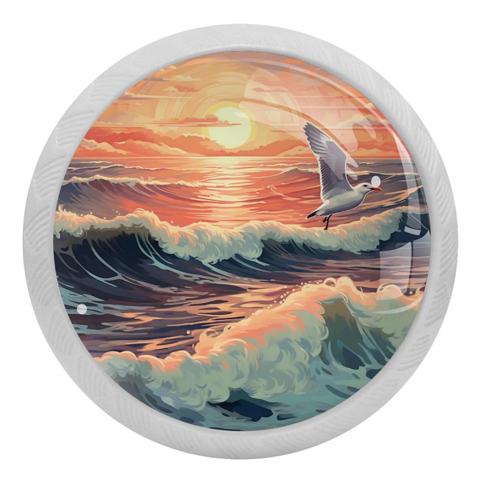 Seagull Pattern 4PCS Cabinet Knobs Pulls Fluorescent Drawer Handle ...